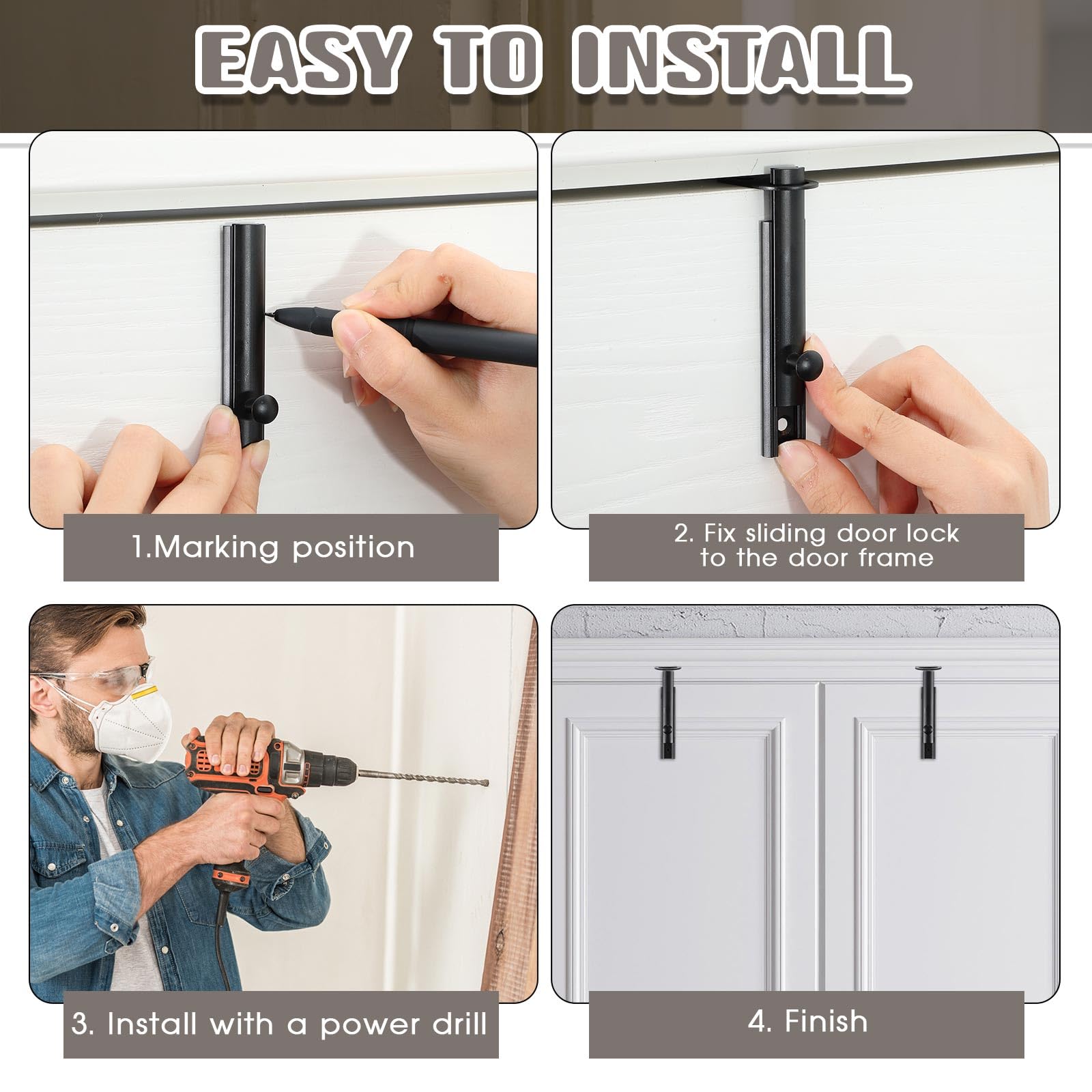 Snapklik.com : Lothee 4 Pcs Solid Brass Surface Bolt Door Slide Bolt ...