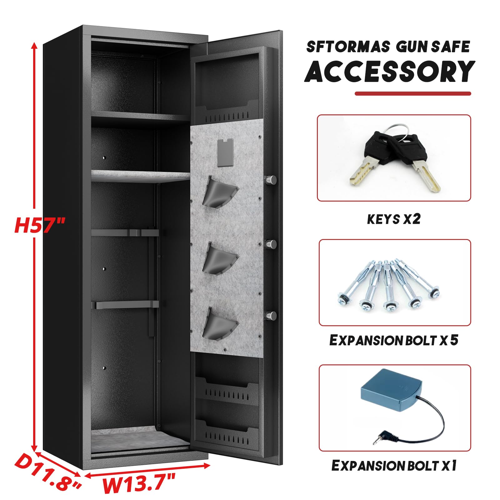 SFTORMAS 5 Gun Safe,Gun Safes for Home Rifle and Pistols, Long Gun Safe ...