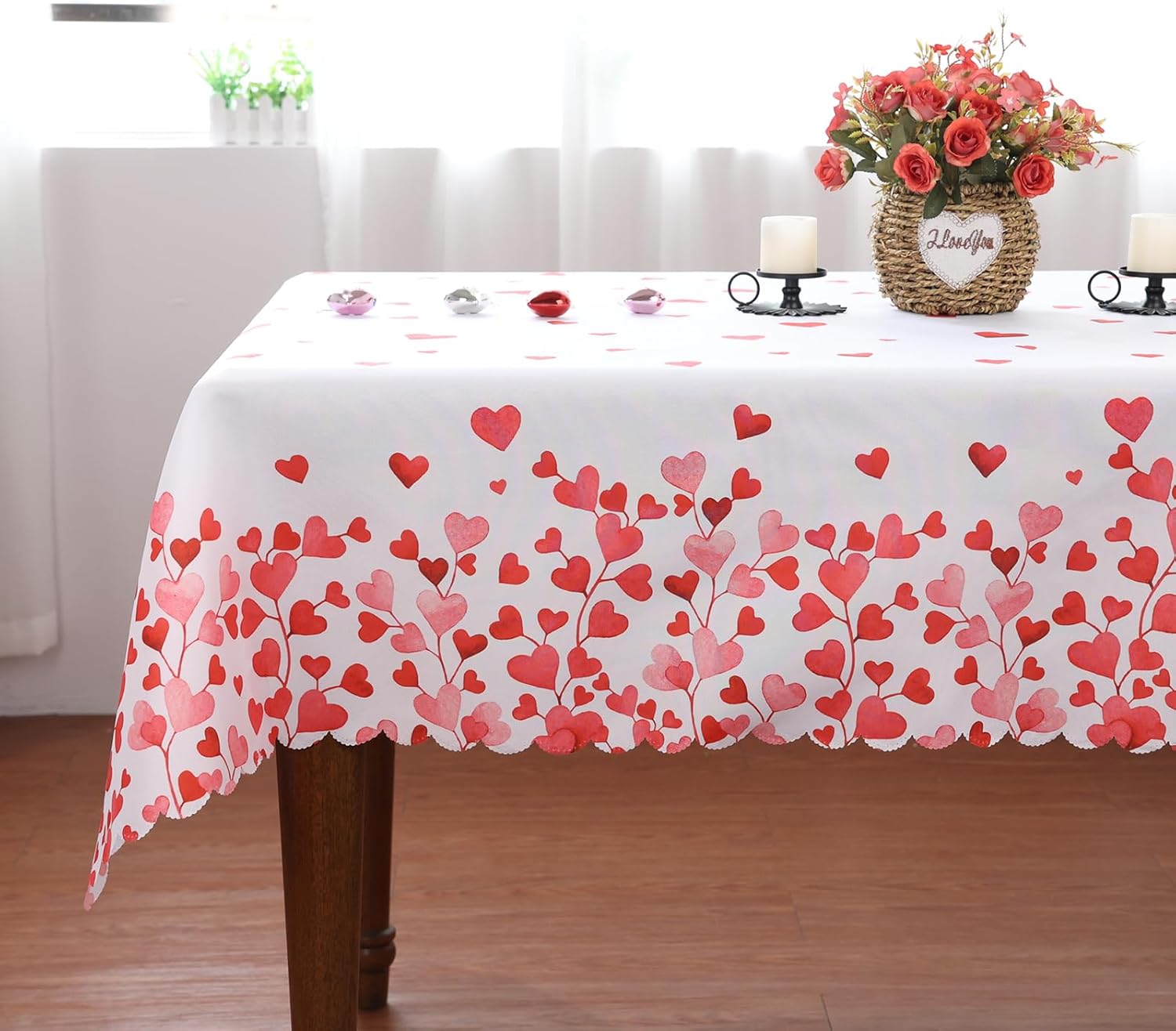Amazon.com: Valentines Day Tablecloth 60 x 84 Inch Rectangular ...
