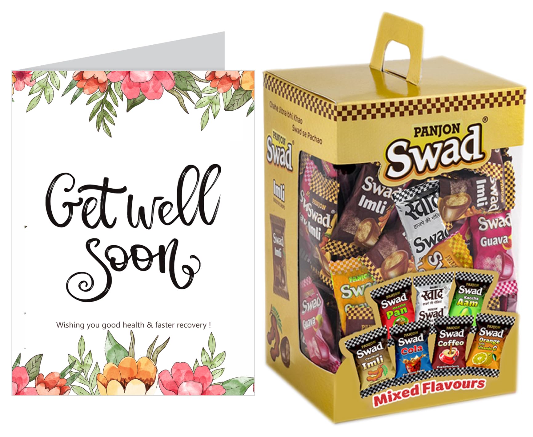 Swad Get Well Soon Gift with Card (Swad Mix Candy 125 Gift Box & 1 ...