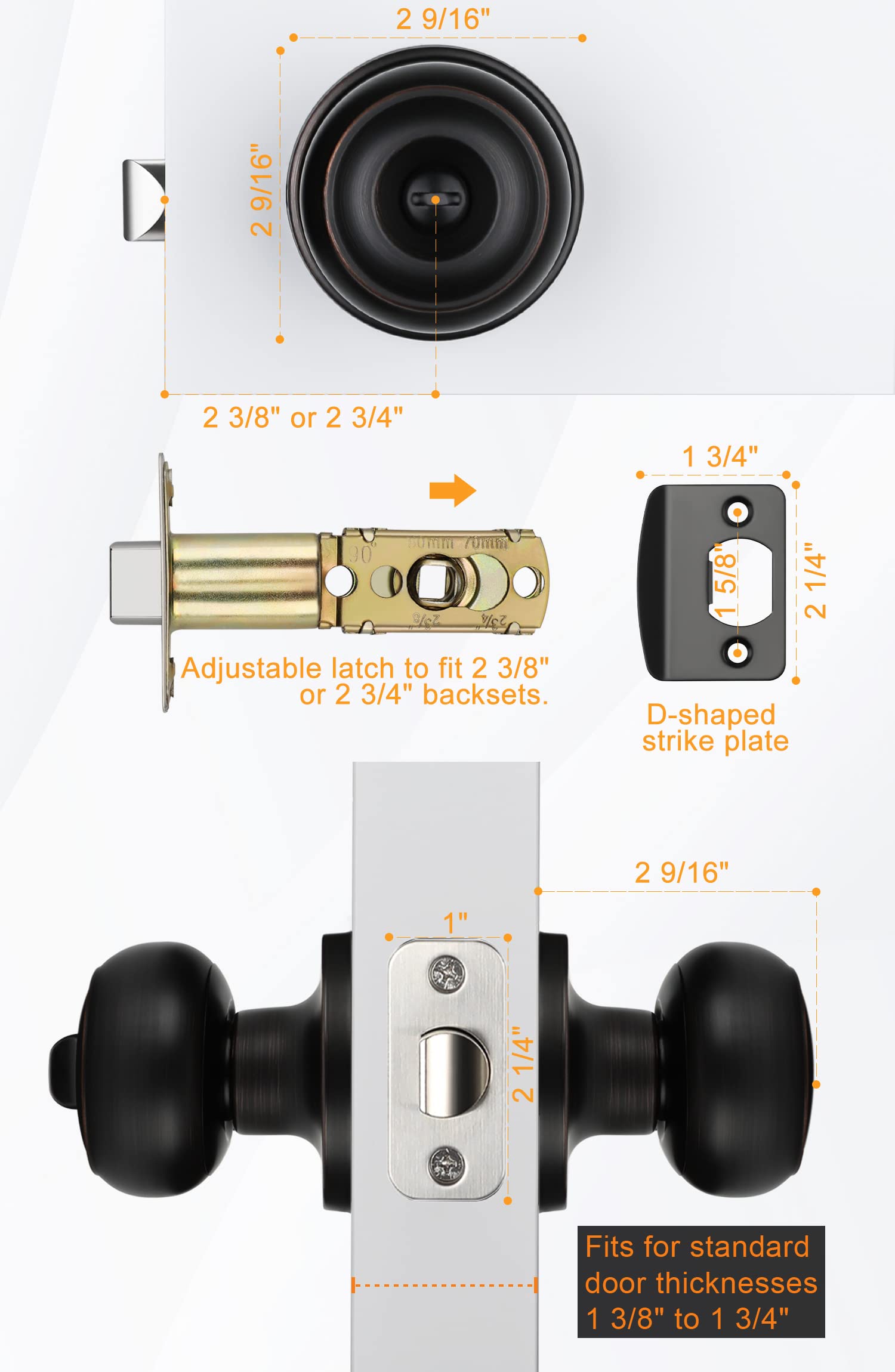 goldenwarm Oil-Rubbed Bronze Interior Door Knobs, Interior Door Knobs Bedroom, Bronze Door Knobs ...