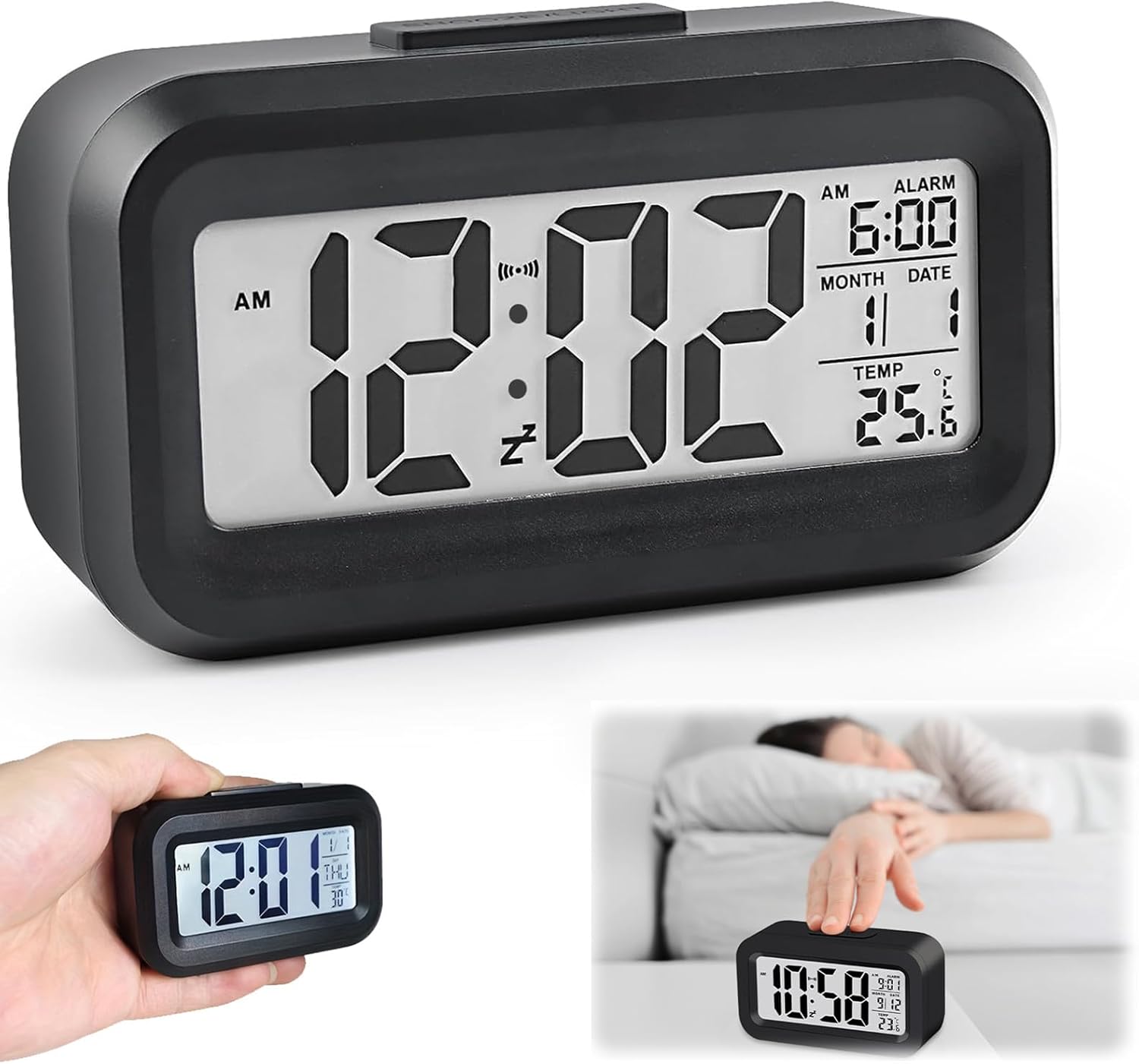 Digital Alarm Clock, Digital Clock Battery Operated, Bedside Clock LED ...