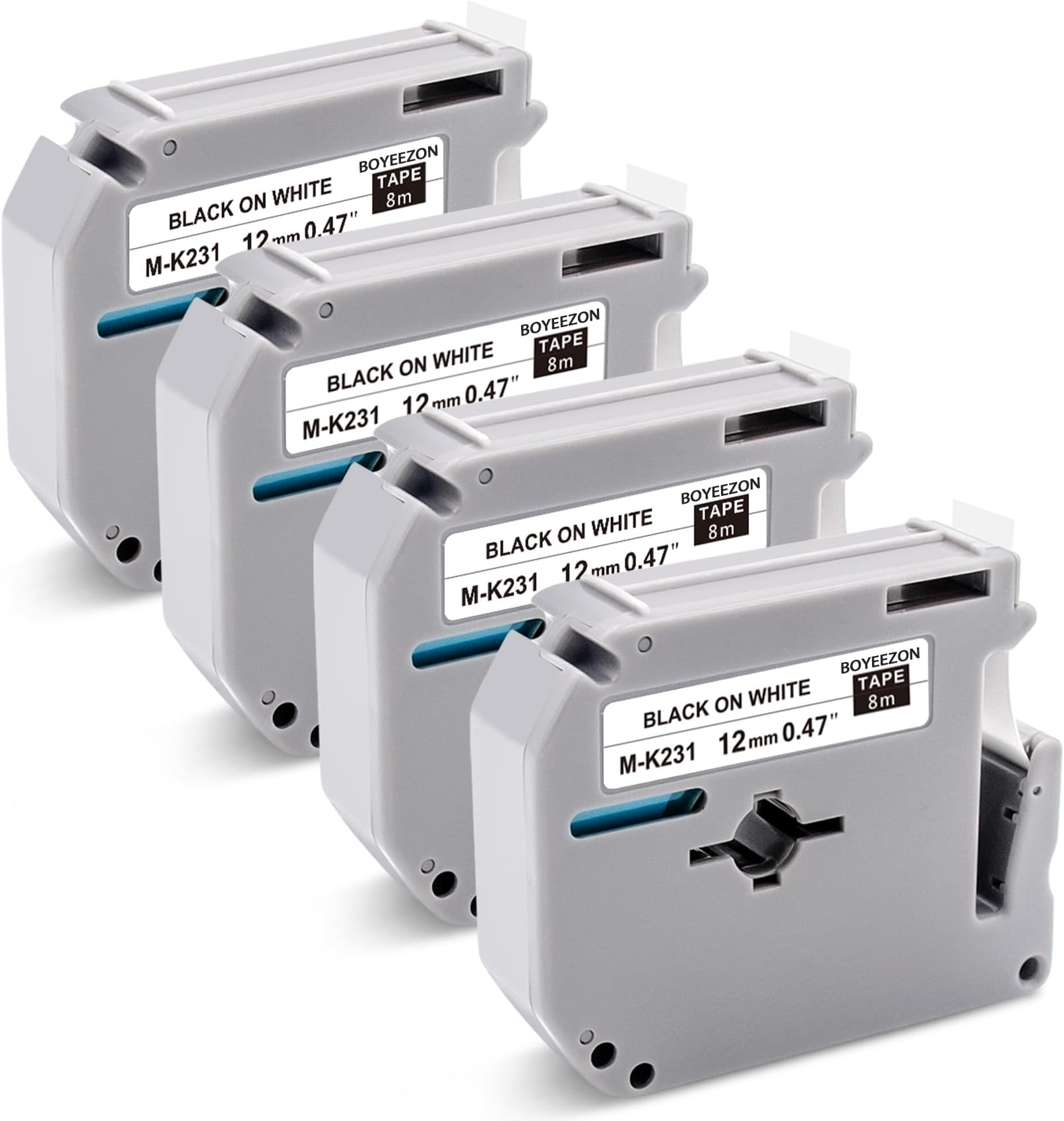 Labelwell 5-Pack M-K231 Tape 12mm 0.47 Black on White Replacement for ...