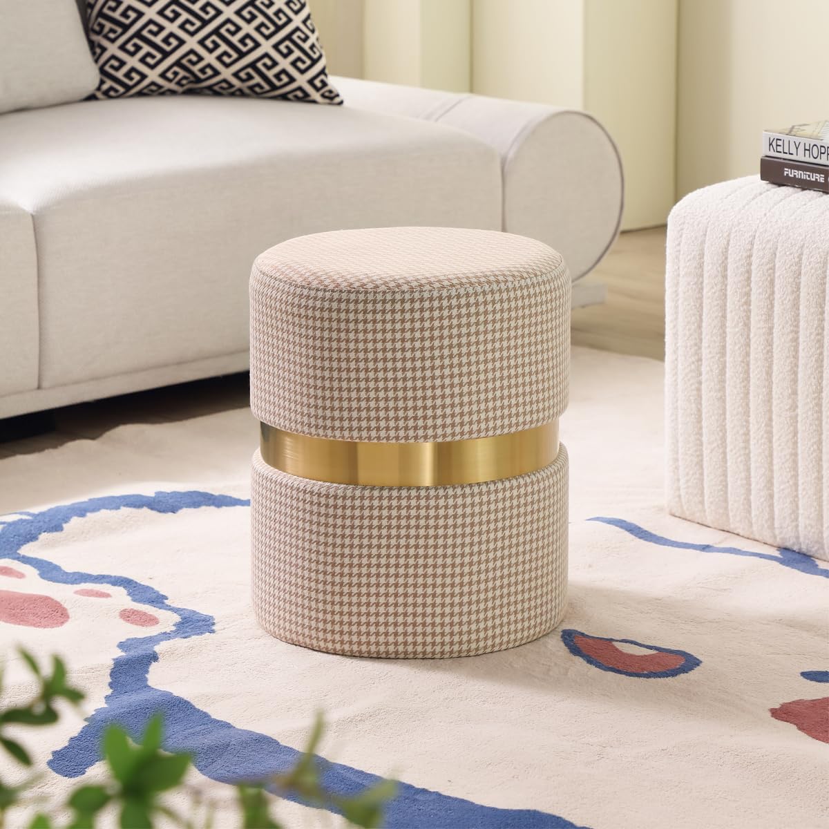 Amazon.com: Modern Round Vanity Stool Ottoman Foot Stools, Makeup Stool ...