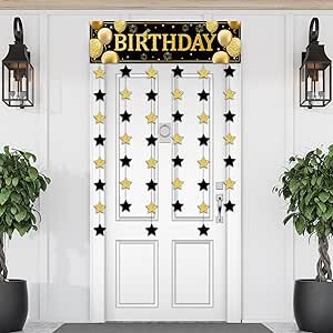 Amazon.com: Blosssound Happy Birthday Door Decorations Golden Door ...