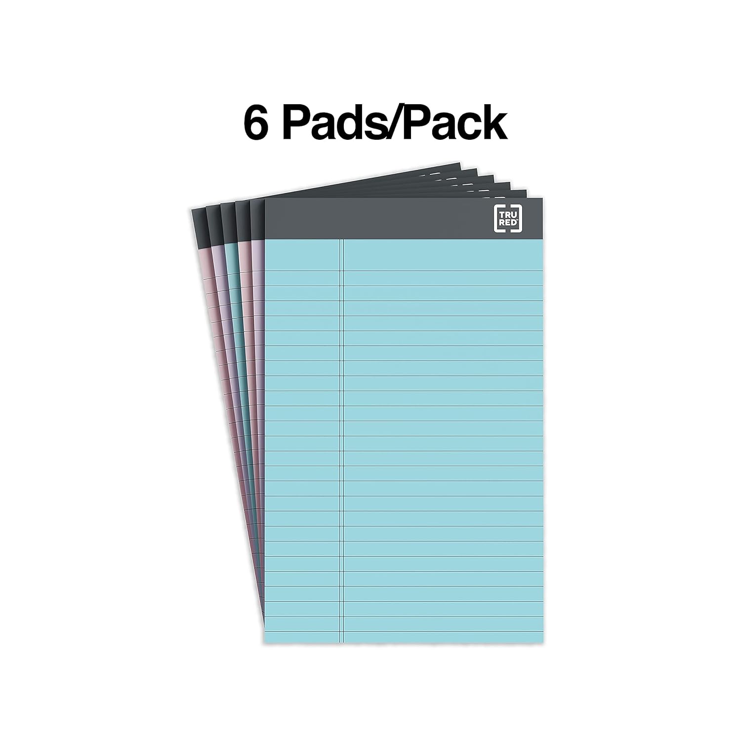 TRU RED Staples Notepads, 5-inch x 8-inch, Narrow Ruled, Pastels, 50 ...