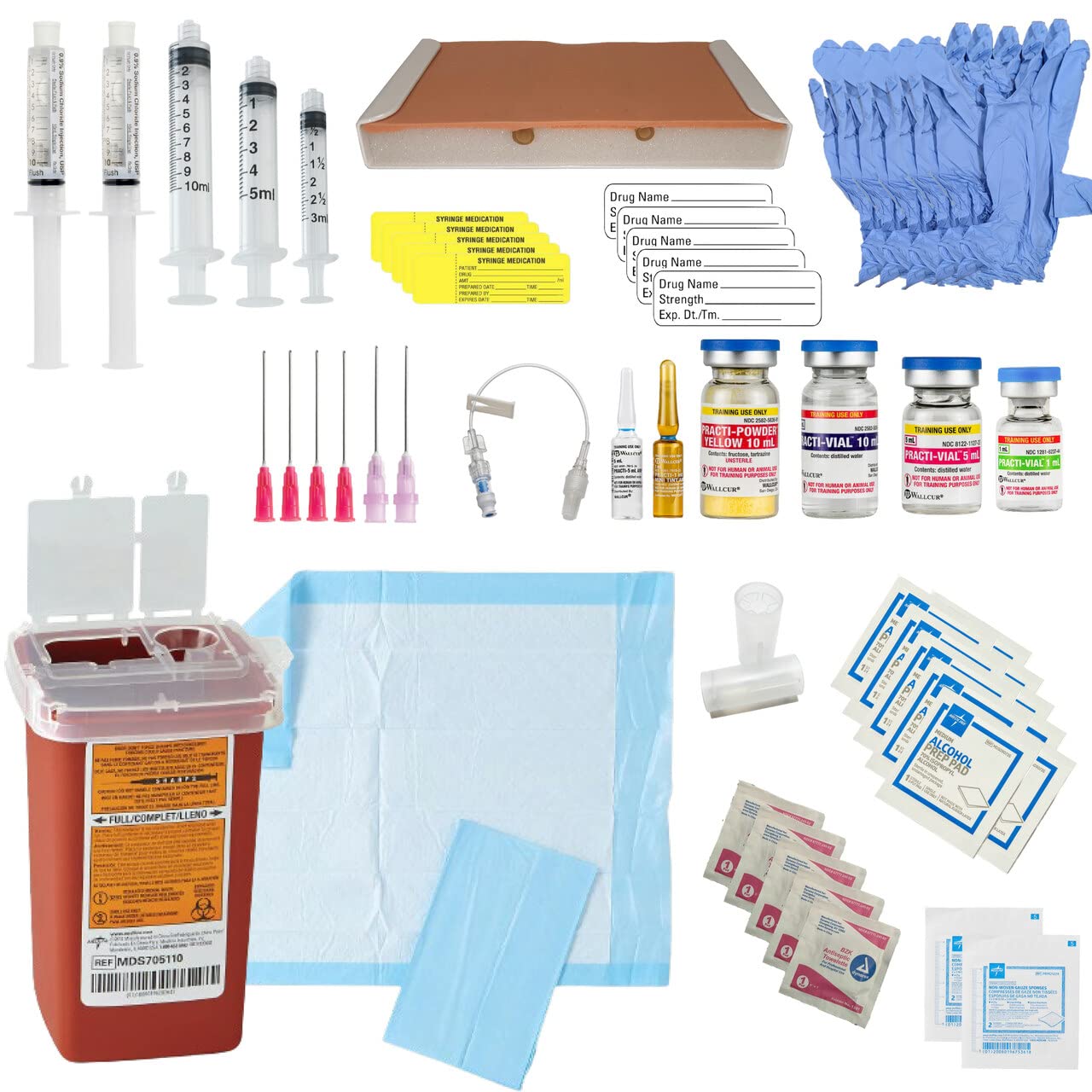 Anatomy Lab Parenteral Medication Training Kit With Injection Pad 60 ...
