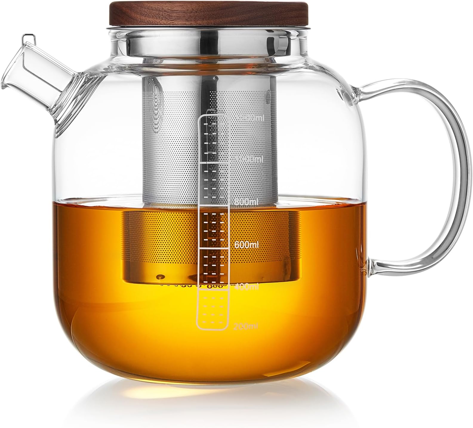 Amazon.com | Popward Glass Teapot with Wooden Lid & Handle, 18oz ...