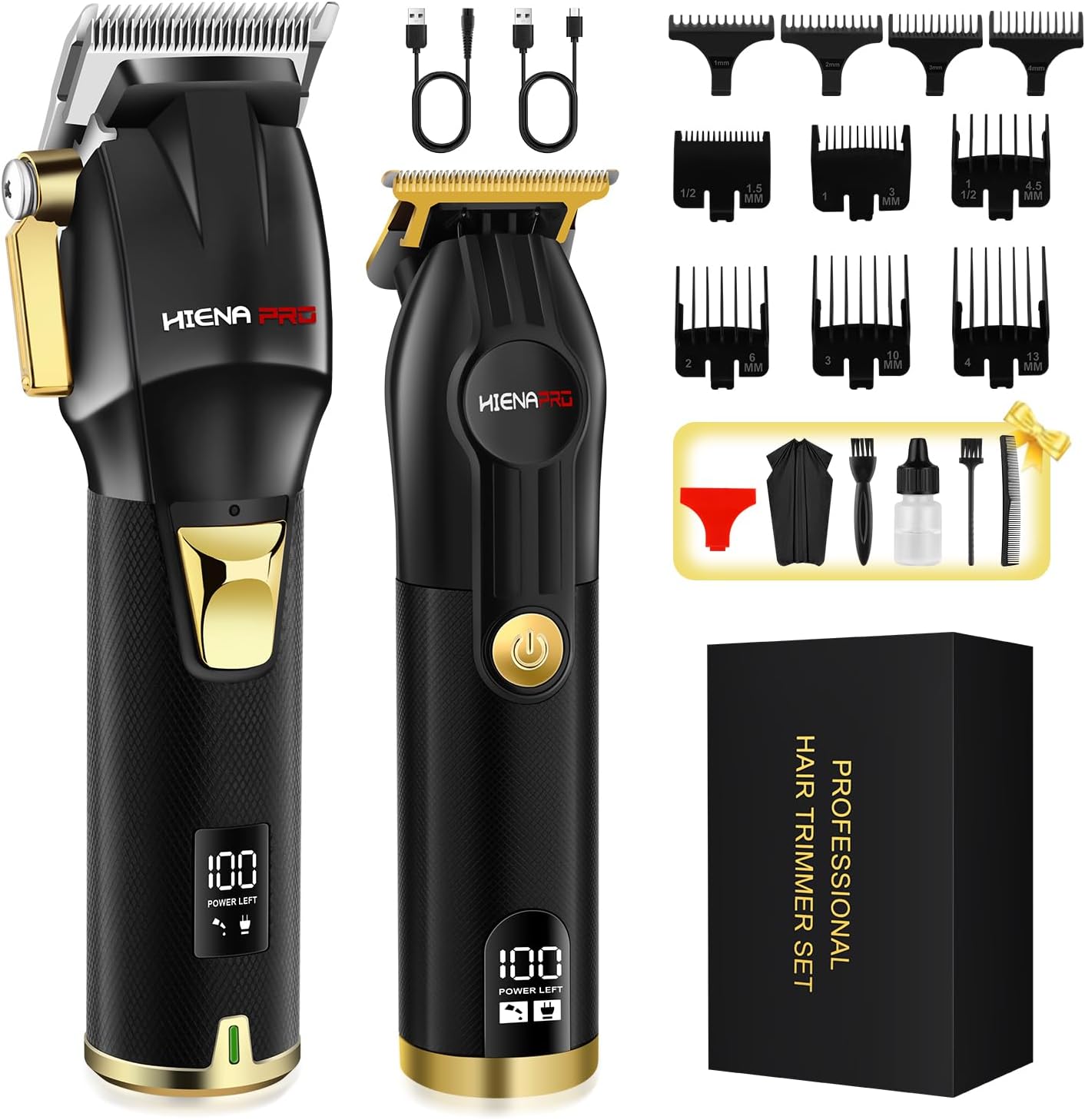 HIENA PRO Hair Clippers Cordless T Liners Hair Trimmer Set,Men ...