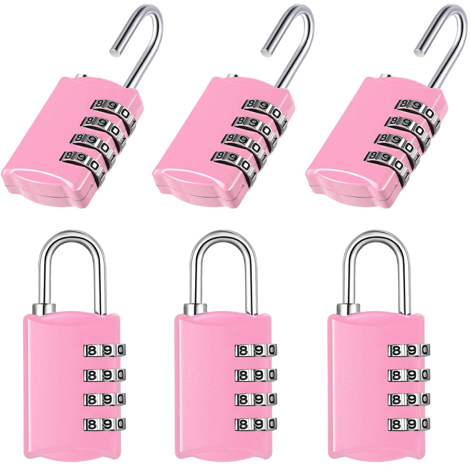 Yaocom 6 Pcs Pink Combination Lock 4 Digit Padlock Outdoor Weatherproof ...