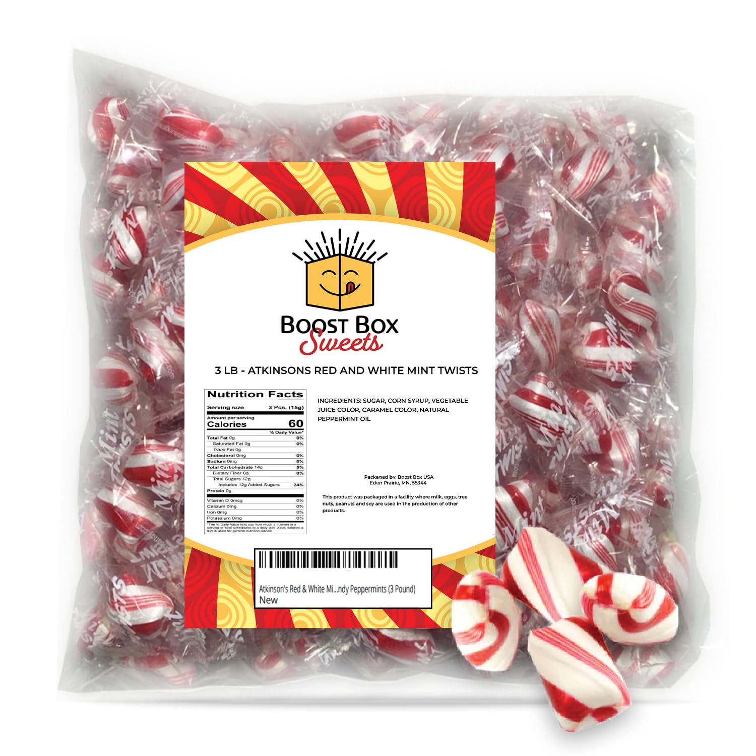 Amazon.com : Atkinson's Red & White Mint Twists Individually Wrapped ...