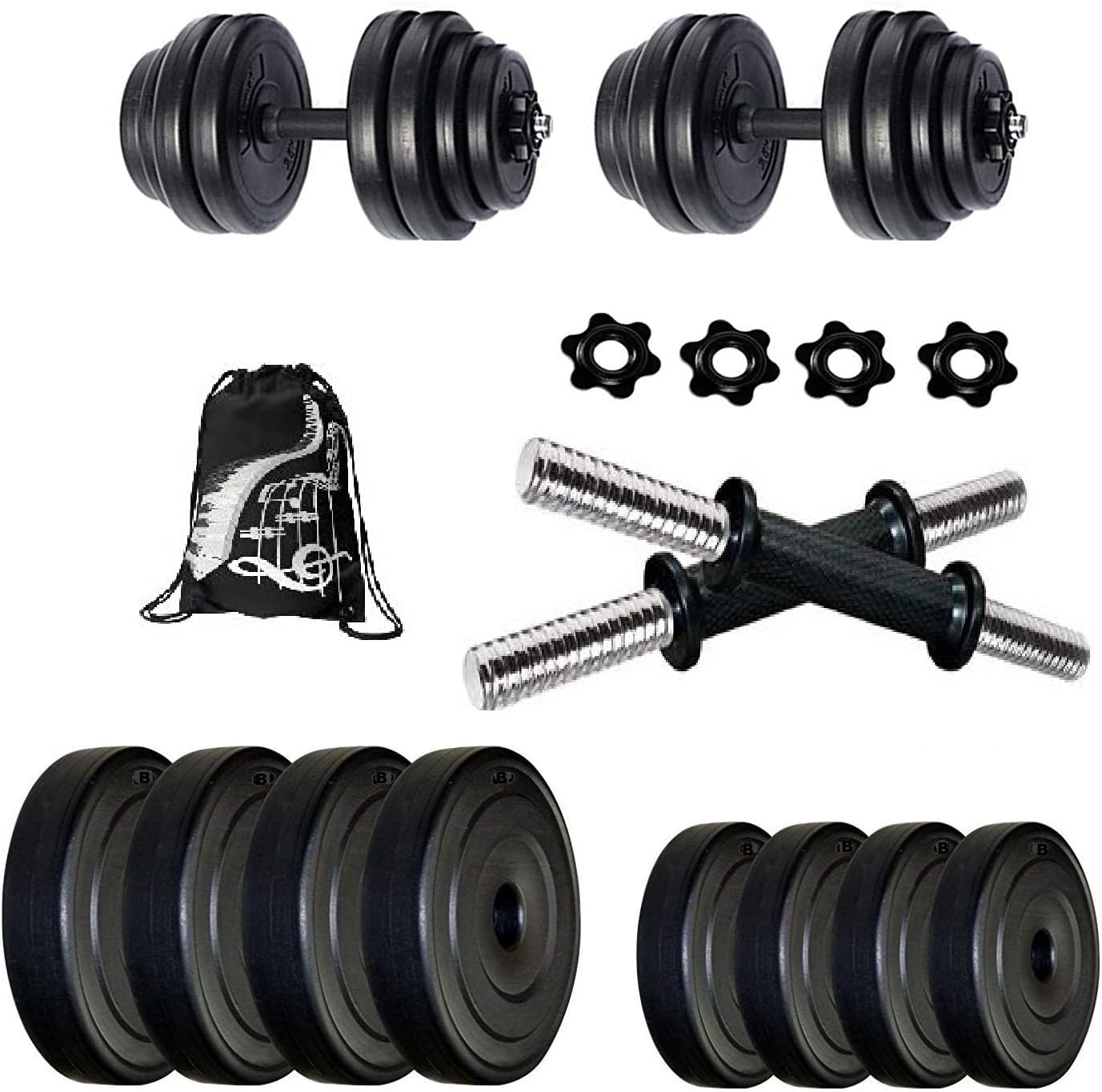 Buy Bodyfit Adjustable Dumbbell Exercise Rods, Weight set, Home Gym ...