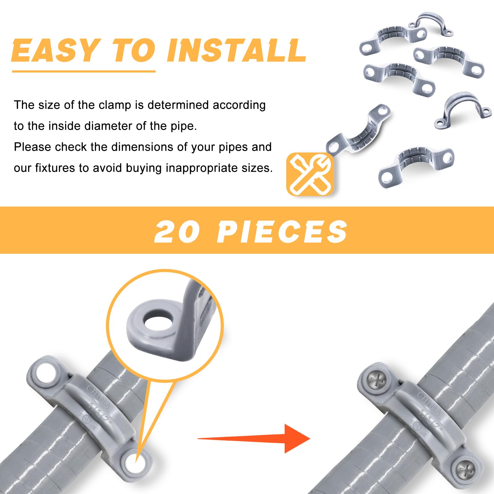 Snapklik.com : 3/4 Inch PVC Pipe Straps,2-Hole Conduit Strap,Liquid ...