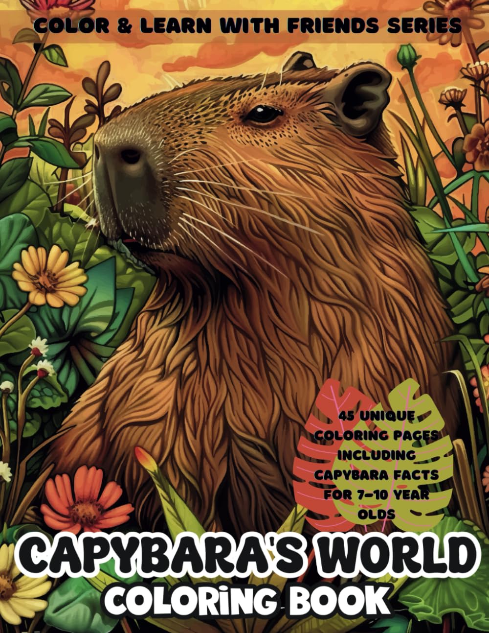 CAPYBARA'S WORLD COLORING BOOK: 45 UNIQUE COLORING PAGES INCLUDING ...