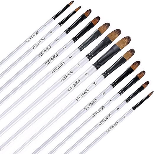 Amazon.com: Filbert Paint Brushes Set, 12 PCS Synthetic Nylon ...