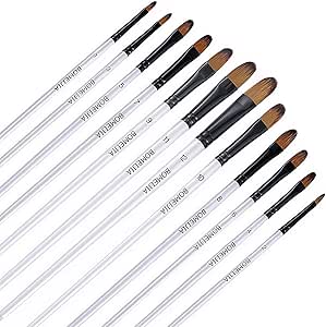 Amazon.com: Filbert Paint Brushes Set, 12 PCS Synthetic Nylon ...