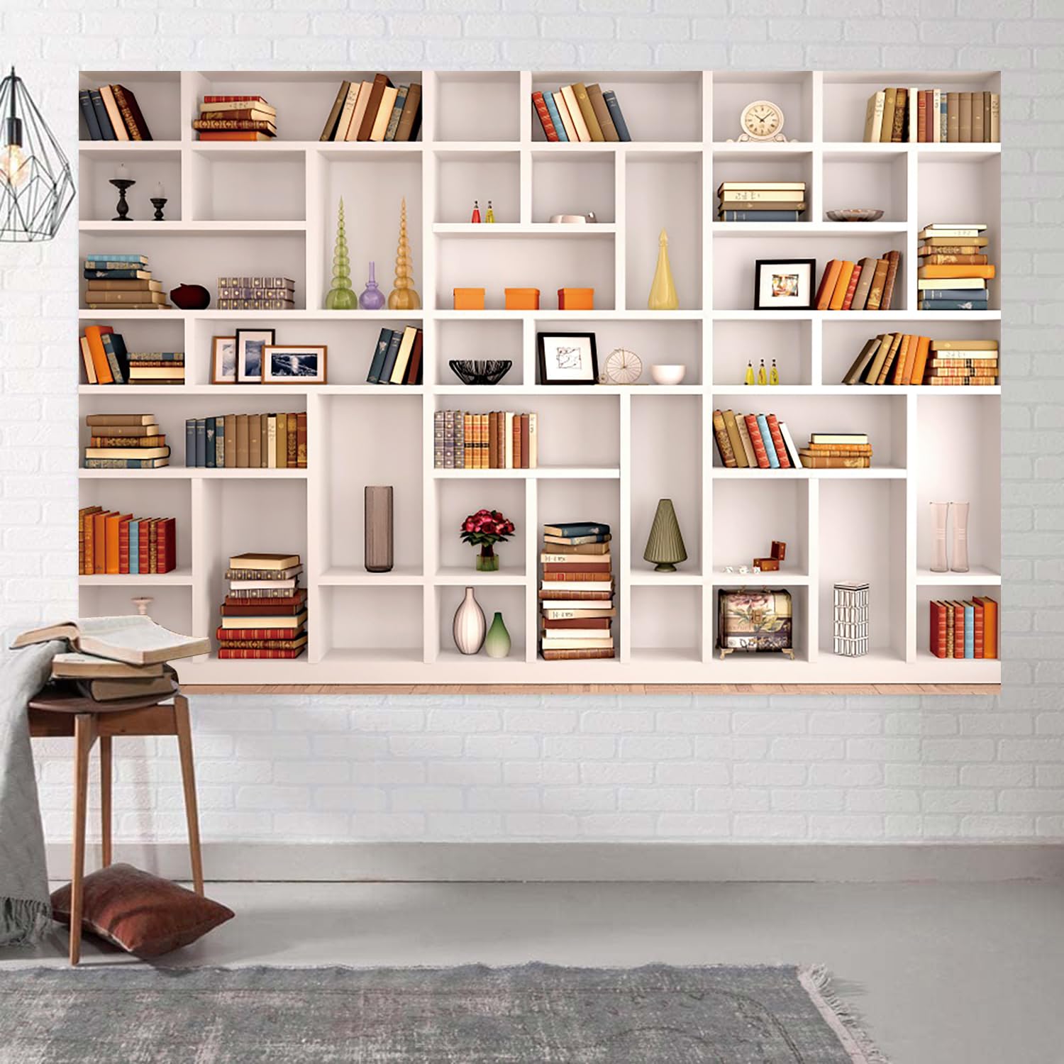 Bookshelf With Wallpaper Decorate Wallpaper On Back Of Bookshelf