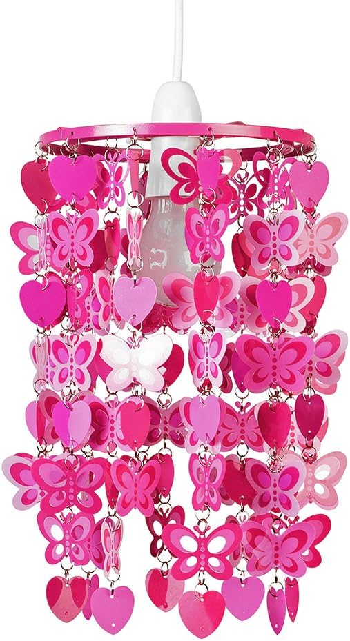 MiniSun | Pink Hearts and Butterflies Ceiling Light Shade | Pendant ...
