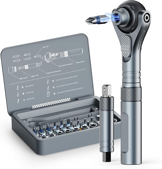 ATuMan RS2 40-in-1 Screwdriver Set, Magnetic Multi Ratchet Screwdriver ...