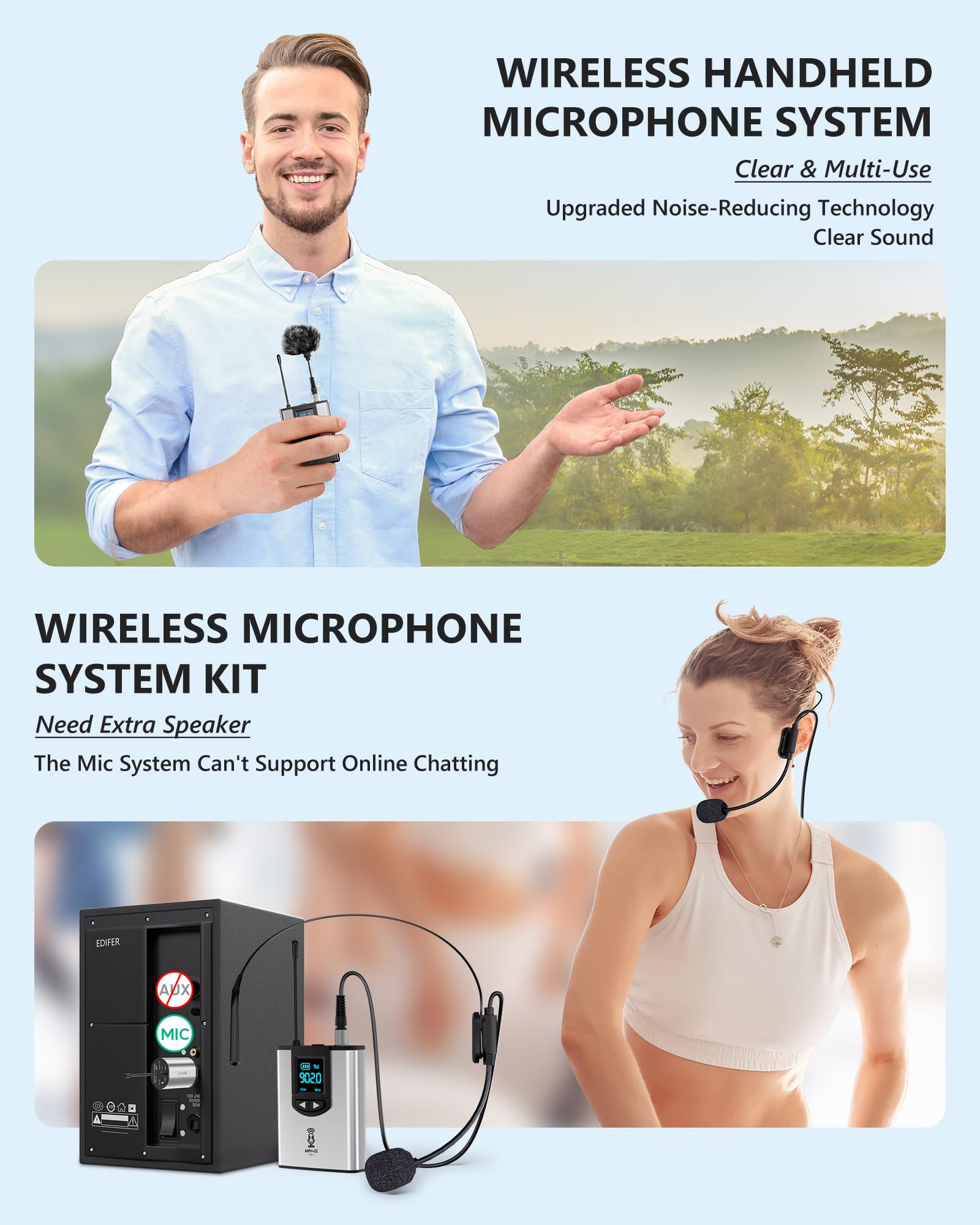 Snapklik.com : Wireless Microphone System Headset/Stand/Lavalier Lapel Mic