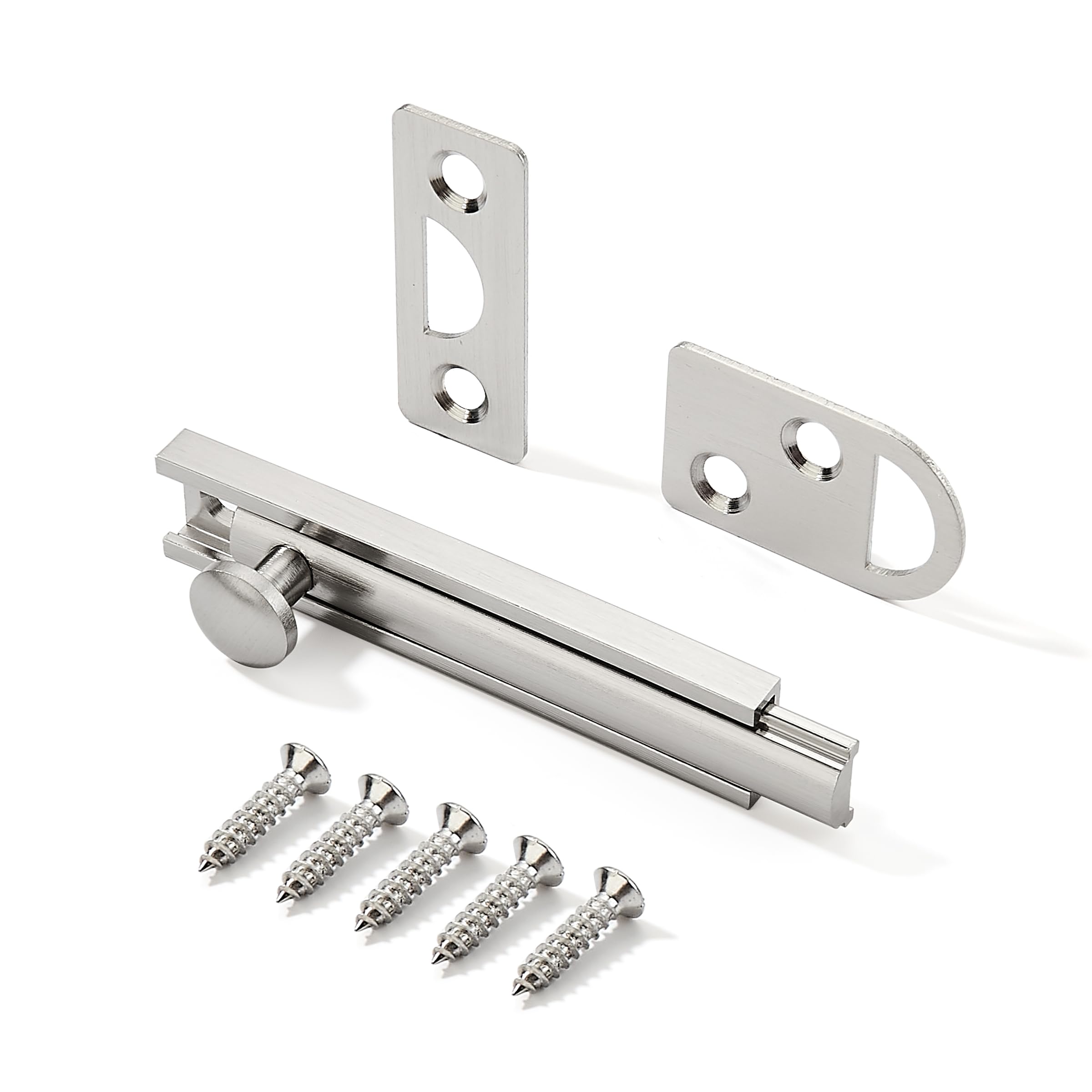 Snapklik.com : Khtumeware 4 Pack Satin Nickel Solid Brass Surface Bolt 3" Door Slide Bolt ...