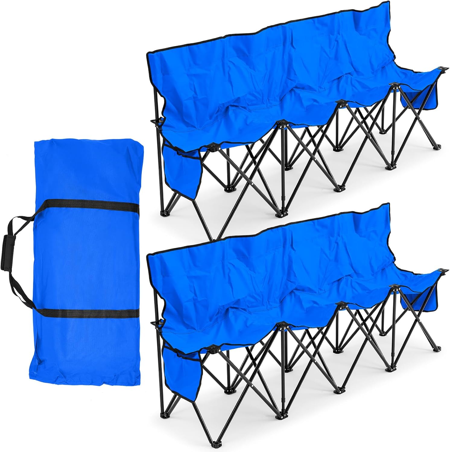Amazon.com: Kigley Portable 4 Seat Soccer Bench Chairs Foldable Team ...