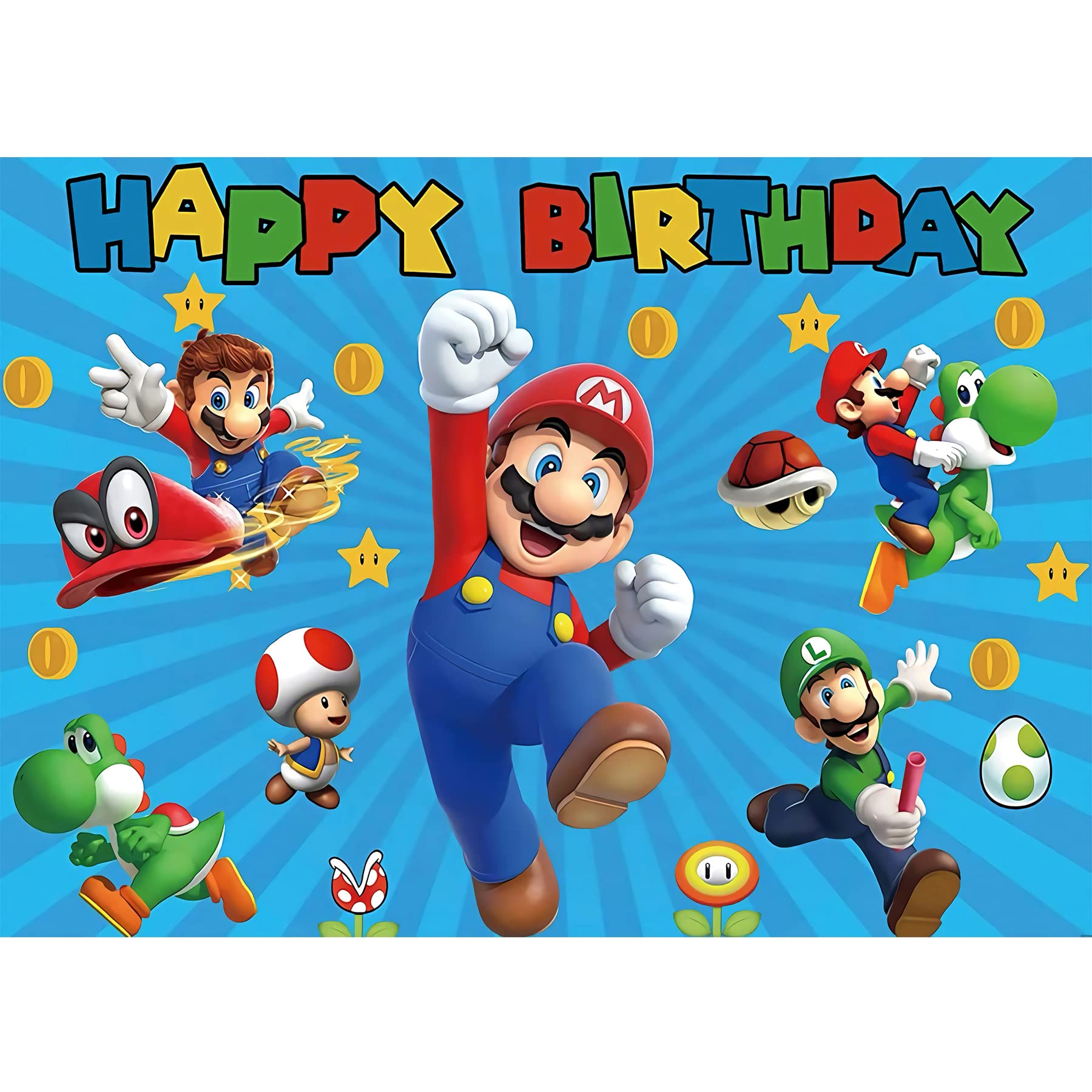 Buy Mario Happy Birthday Background 7x5ft Mario Theme Banner Vinyl ...