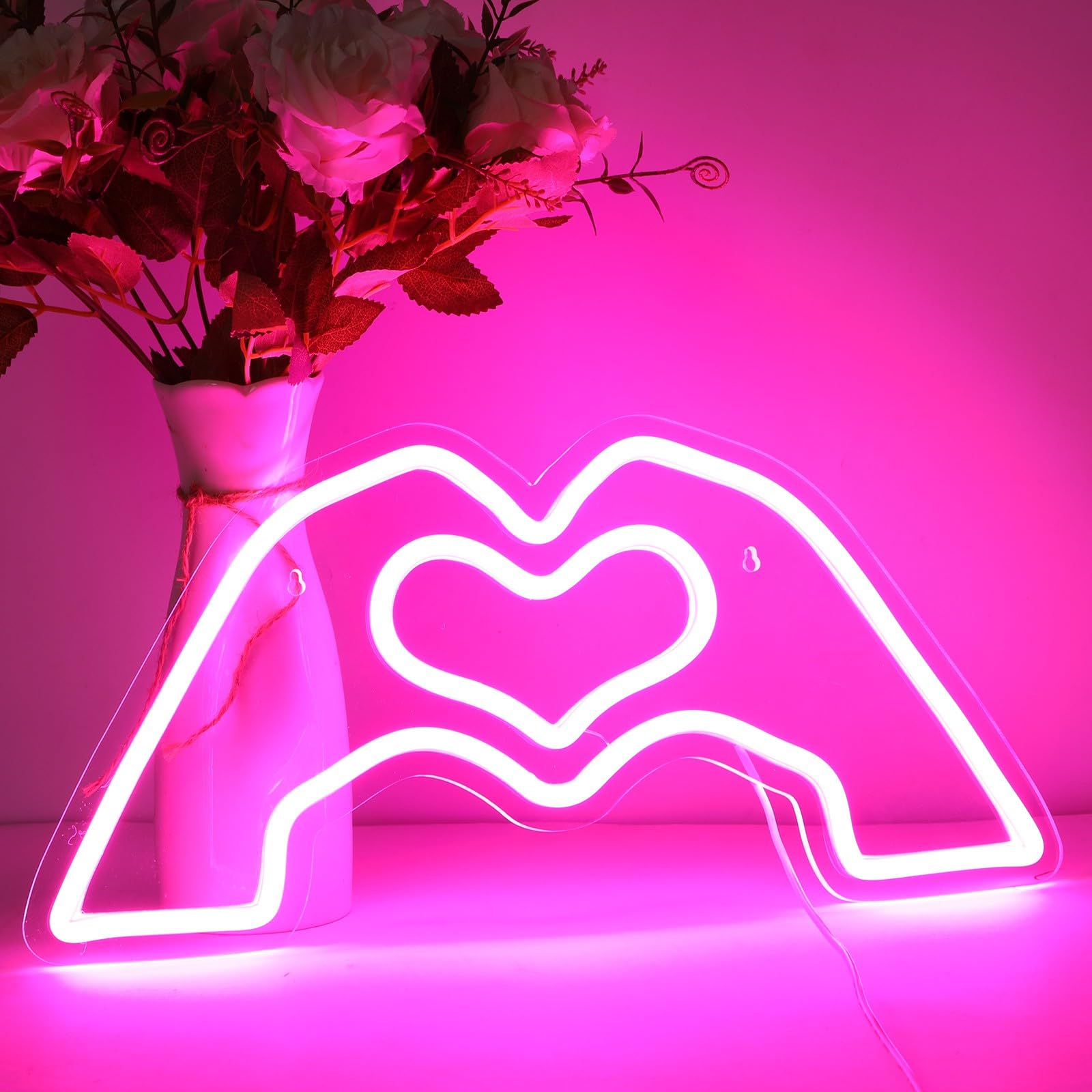 Snapklik.com : Heart Hands Neon Sign Eras Singer Love Finger, TS Fans ...
