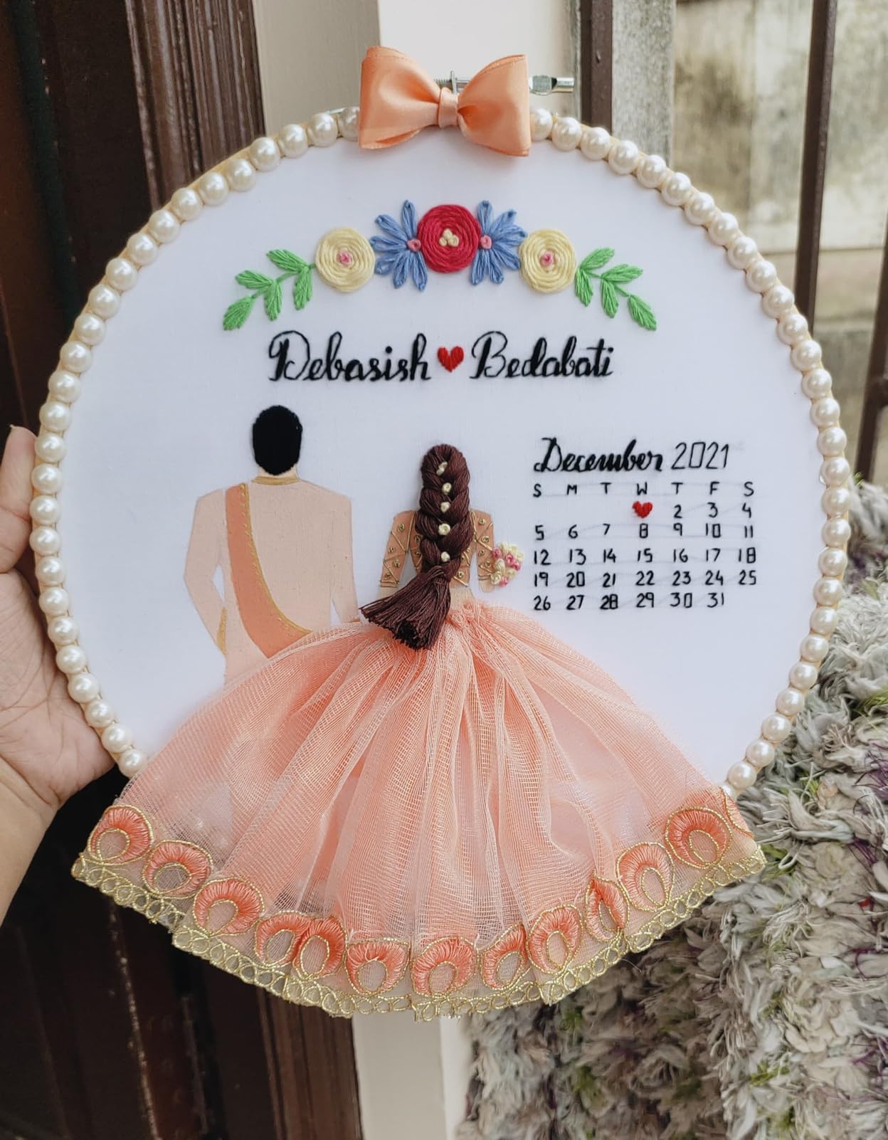 Personalized Wedding Anniversary Embroidery Hoop with Calendar ...