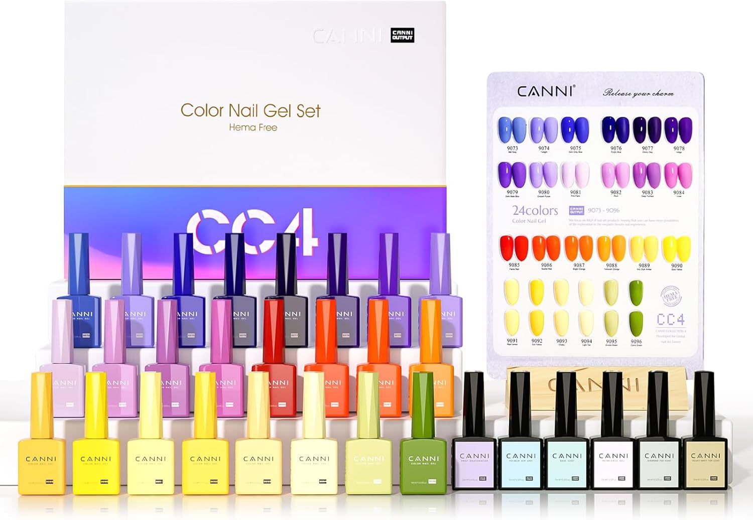 CANNI Lot Vernis Semi Permanent 24 Couleurs Gel Nail Polish avec base ...