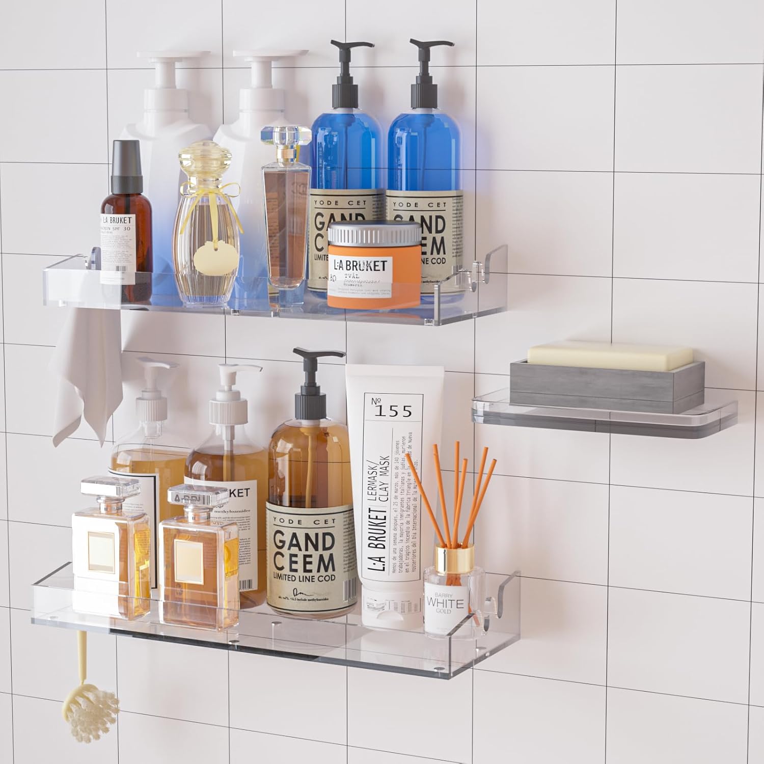 Amazon.com: VANMEE 3 Pack Shower Caddy, Acrylic Shower Floating Shelves ...