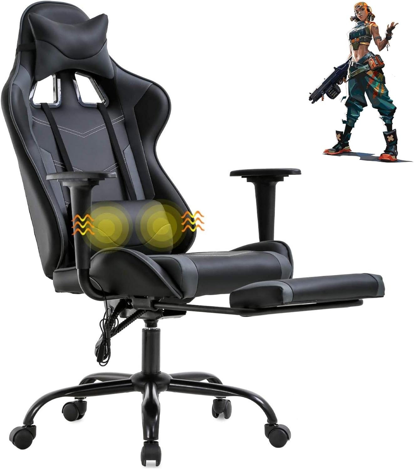 Amazon.com: Gaming High Back Computer Chair With Footrest, Ergonomic PU ...