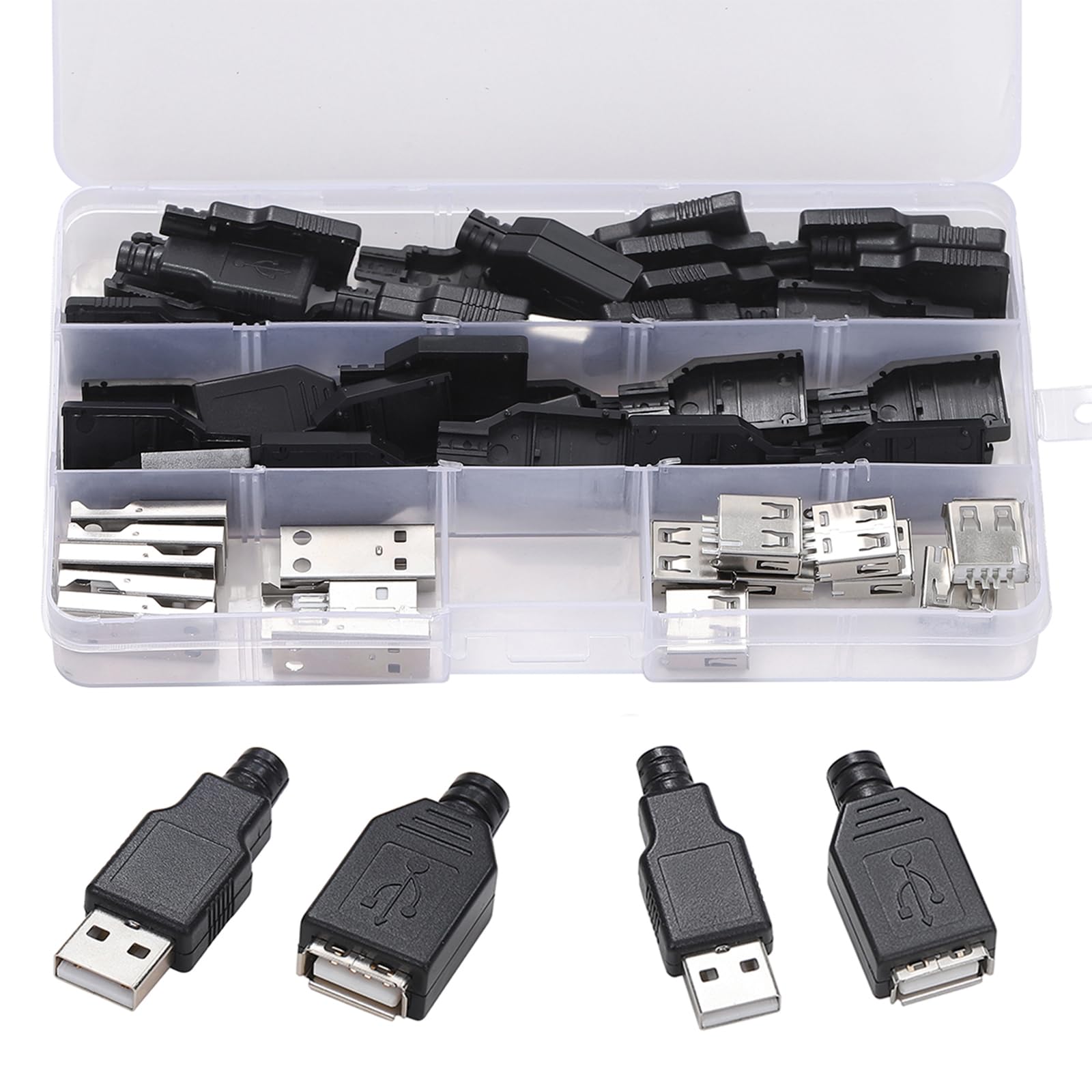 Amazon.com: Teansic 20 Set USB 2.0 Type A Female/Male Connector,4 Pin ...