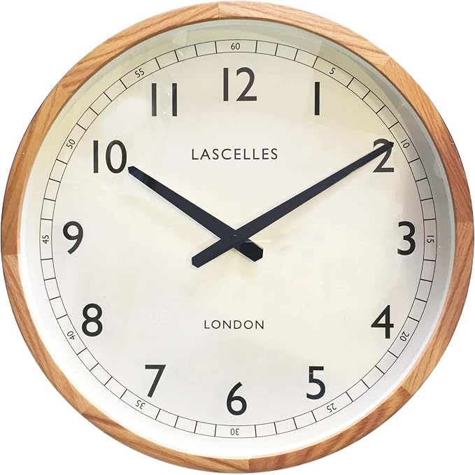 Roger Lascelles Clock, Wood, Pine/Cream, 41.5 x 5 x 41.5 cm, LC/LASC ...