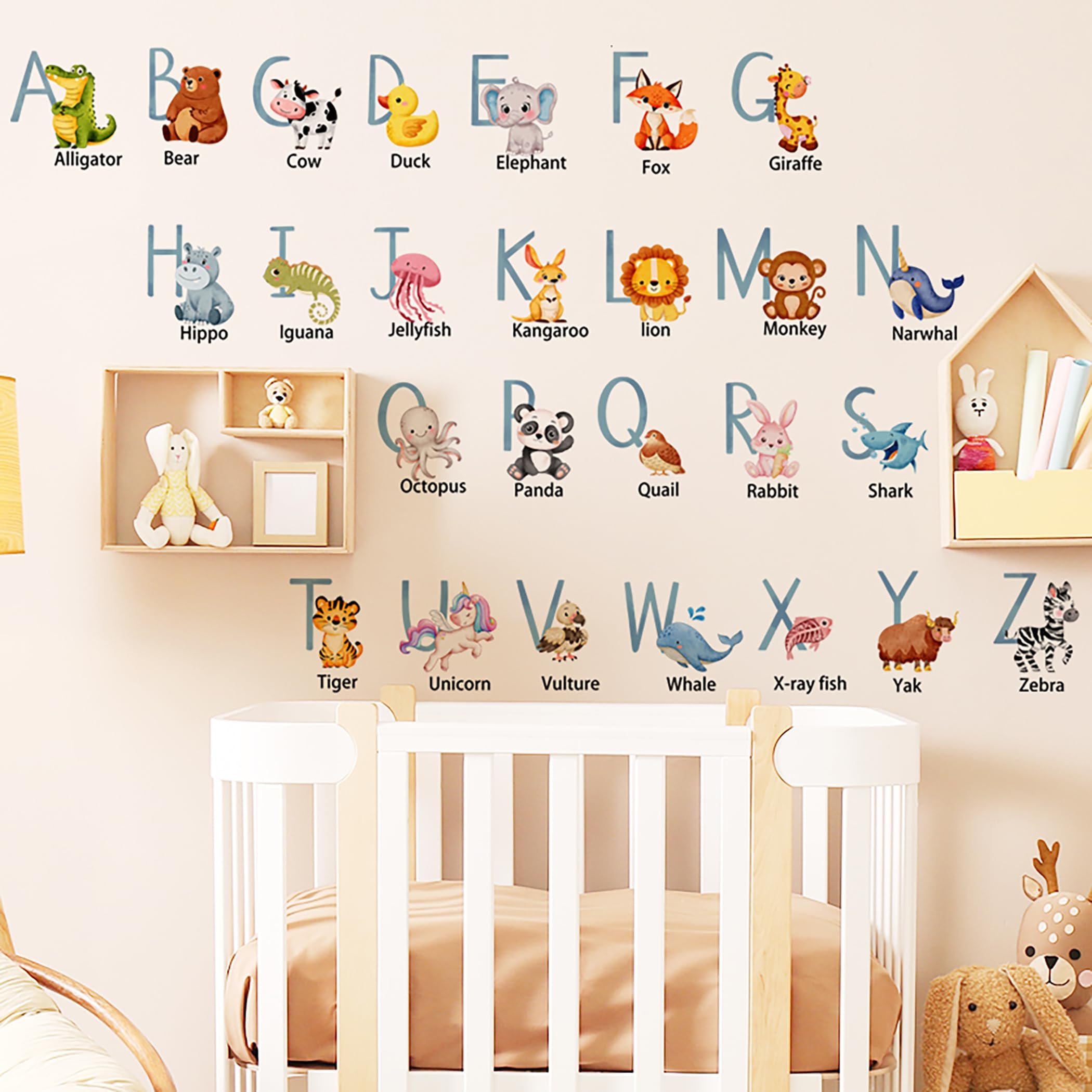 Amazon.com: ABC Wall Stickers, Alphabet Wall Decals, Animal Alphabet ...
