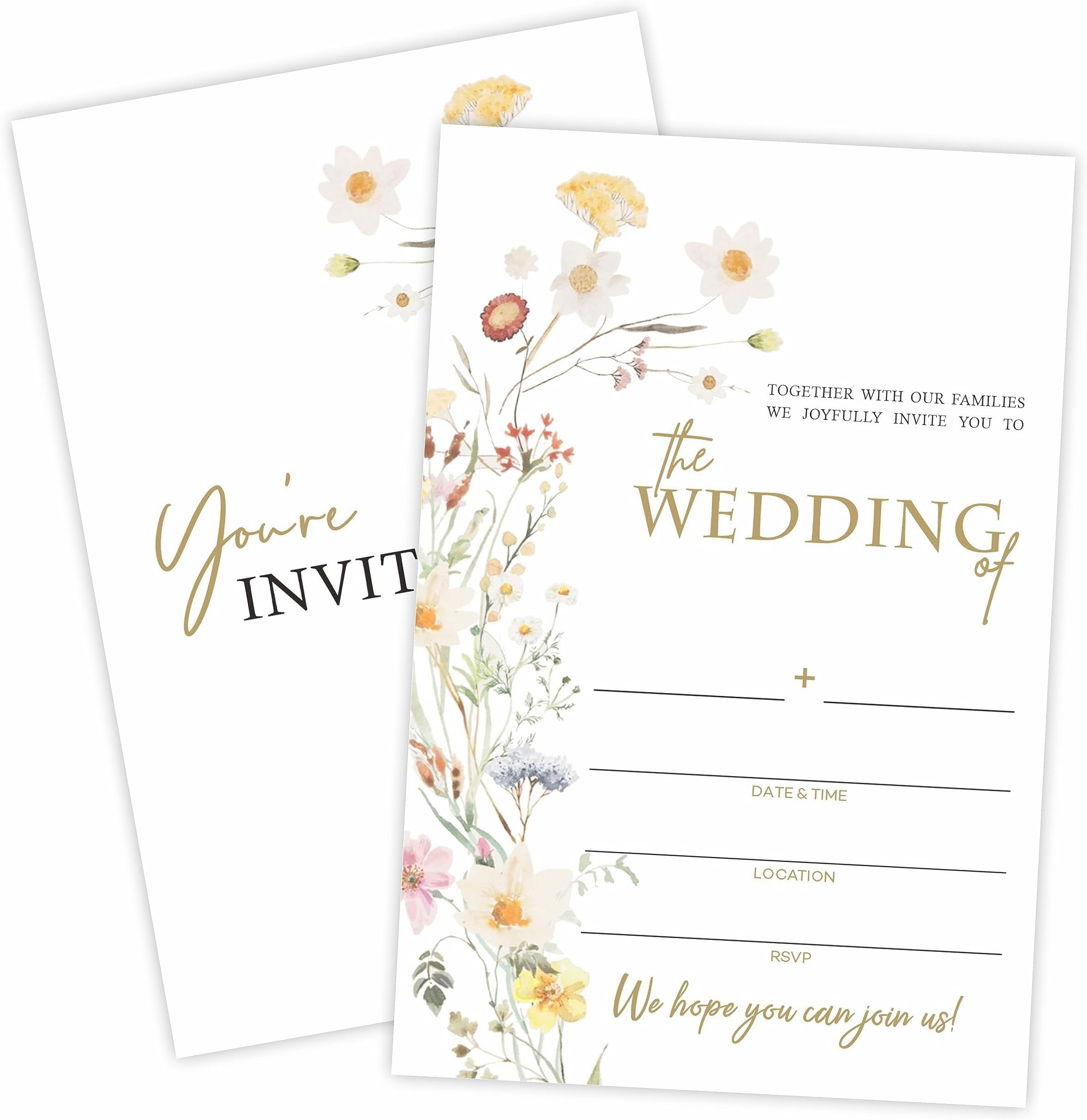 Amazon.com : LETUROIA White Floral Wedding Invitations, Flower Wedding ...