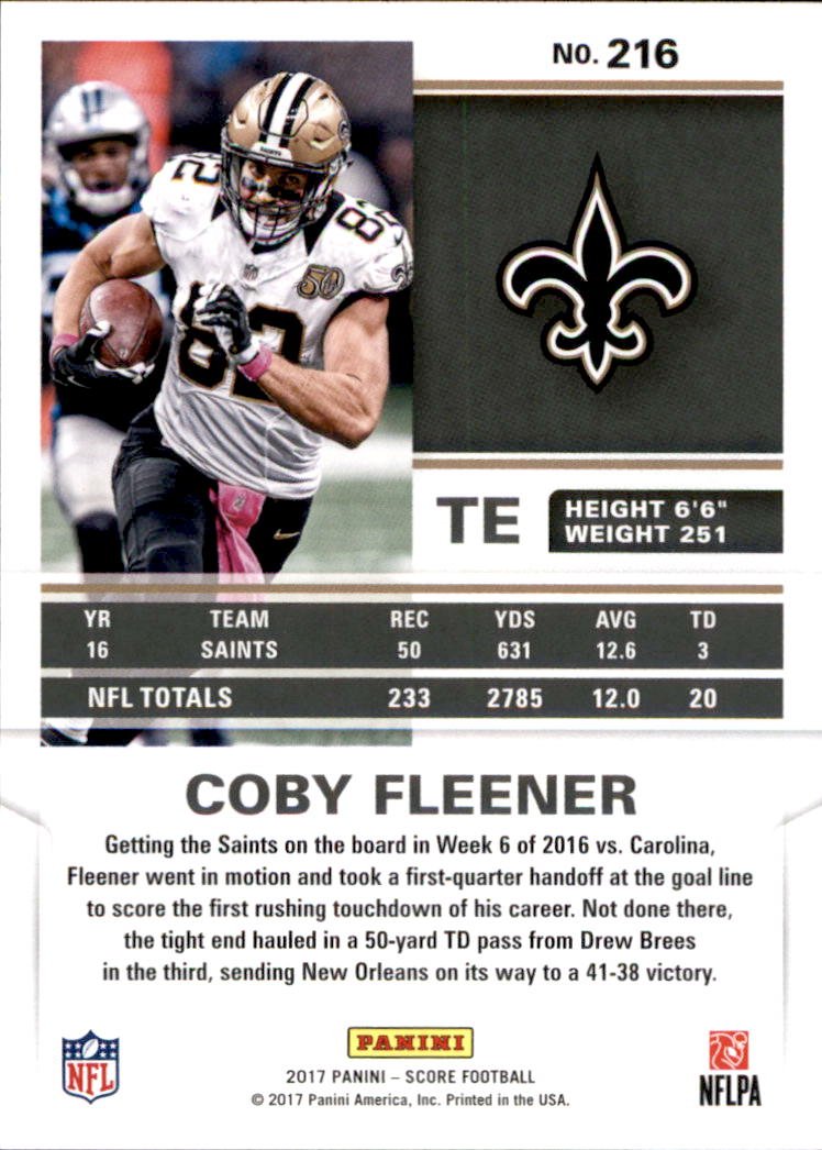 Coby Fleener Amazon.com: 2017 Score #216 Coby Fleener New Orleans