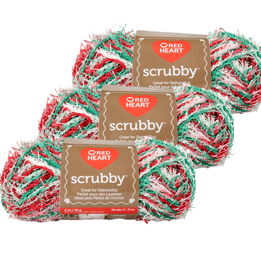 Amazon.com: Red Heart 3 Pack Scrubby Yarn – Polyester Specialty Yarn ...