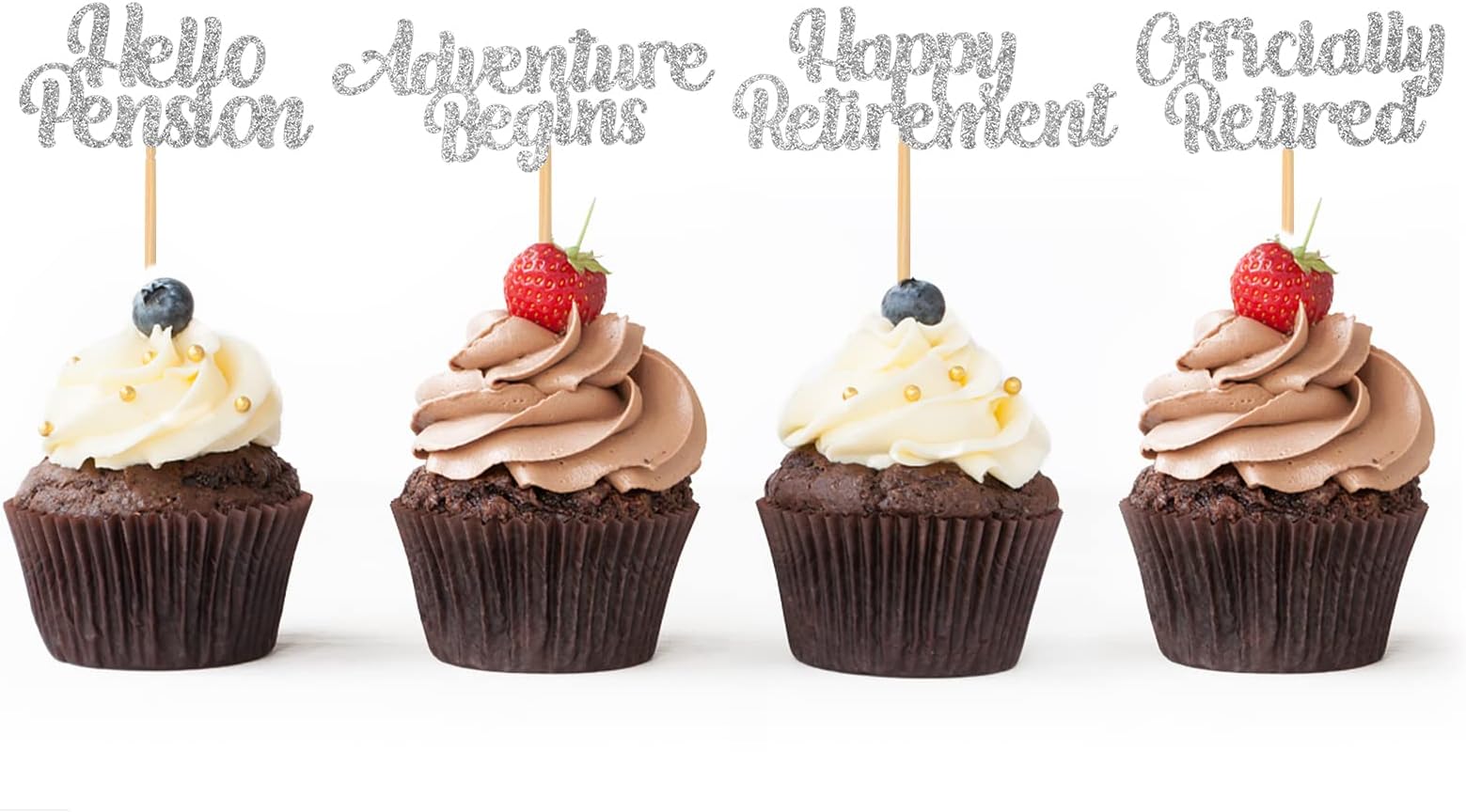 Amazon.com: Happy Retirement Rainbow Cupcake Decoration Topper Picks ...