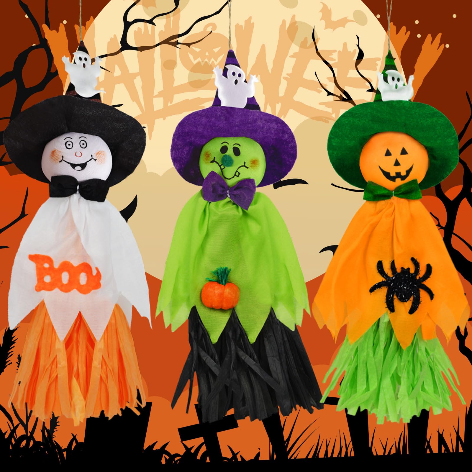 NLMWTI Halloween Decoration Exterieur, 3 Pièce FantôMe de DéCoration à ...