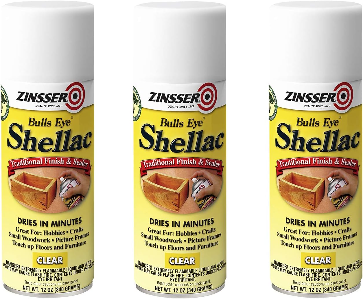 Zinsser 408-3PK Bulls Eye Shellac Spray, 12 oz, Clear, 3 Pack - Amazon.com