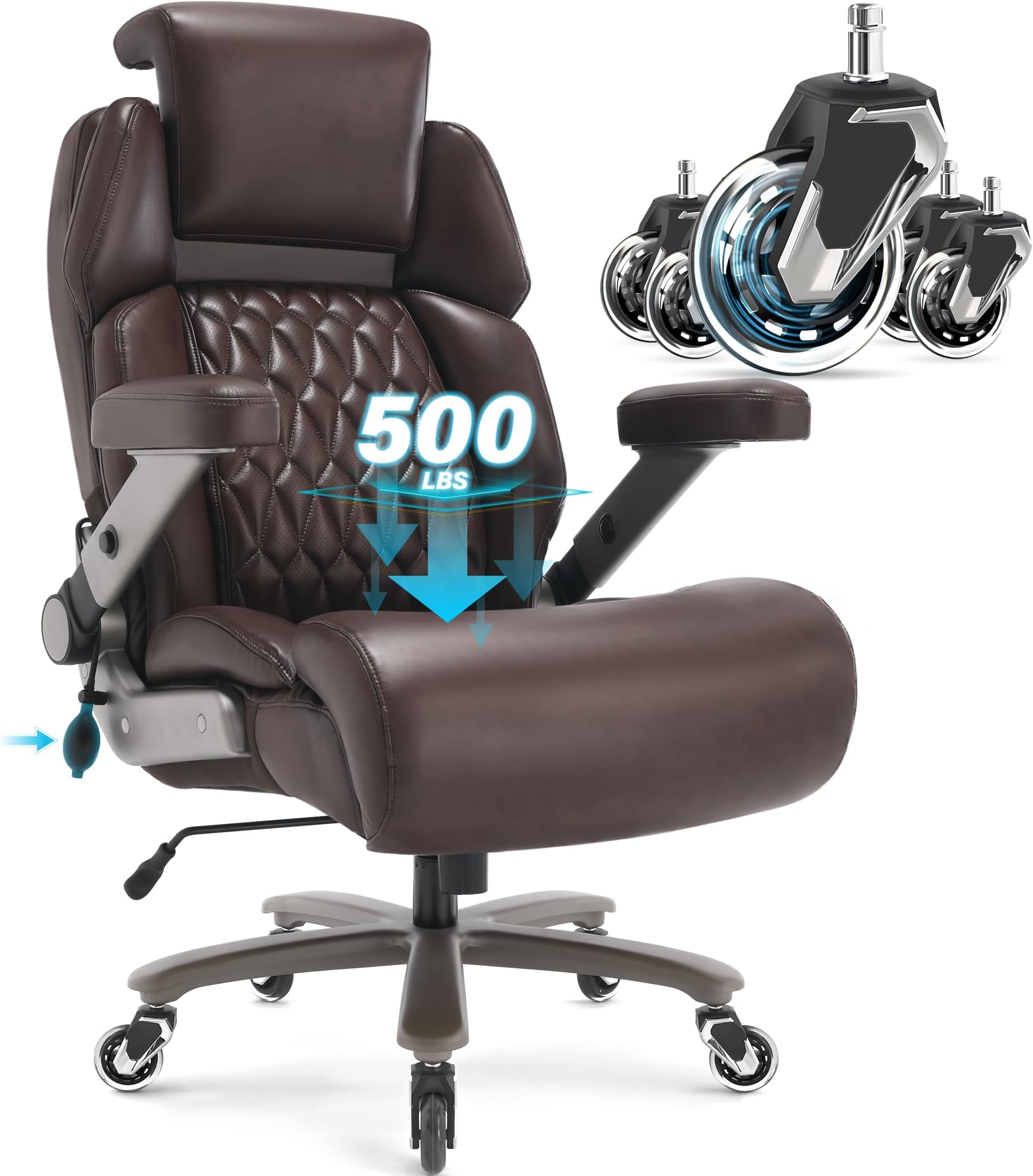 Amazon.com: Big and Tall 500lbs Office Chair - Adjustable Lumbar ...