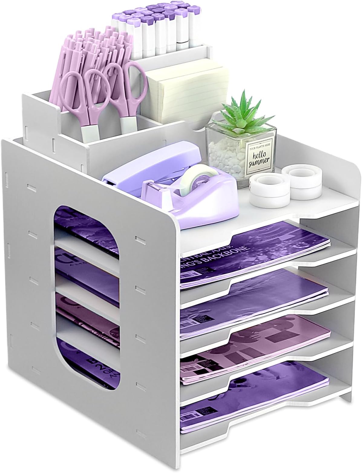 HMXLJJY Letter Tray Organiser, A4 Paper Filing Trays, 5-Tier Office ...