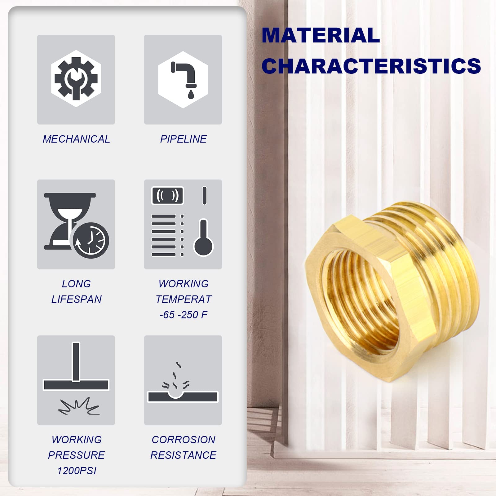 Snapklik.com : ChillWaves Brass Pipe Fitting, Reducer Hex Bushing 3/4 ...