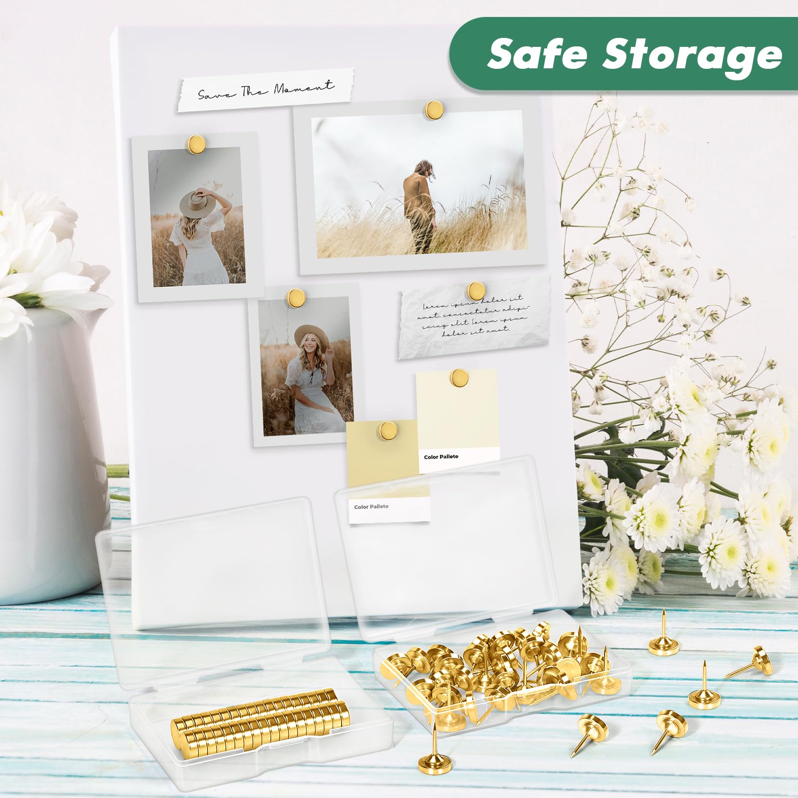 Snapklik.com : 24 Sets Of Gold Magnetic Push Pins, Gold Flat Push Pins ...