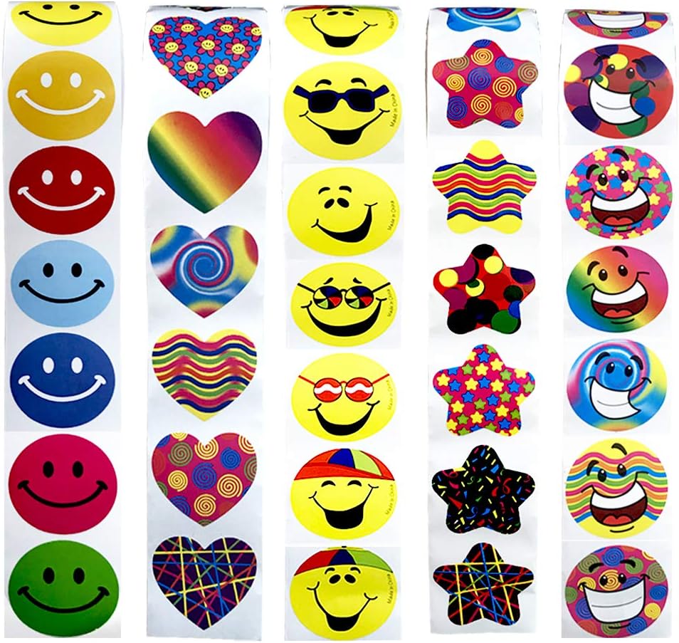 Amazon.com: Playbees Emoticon Stickers - 2 Rolls - Kids' Party Favors ...