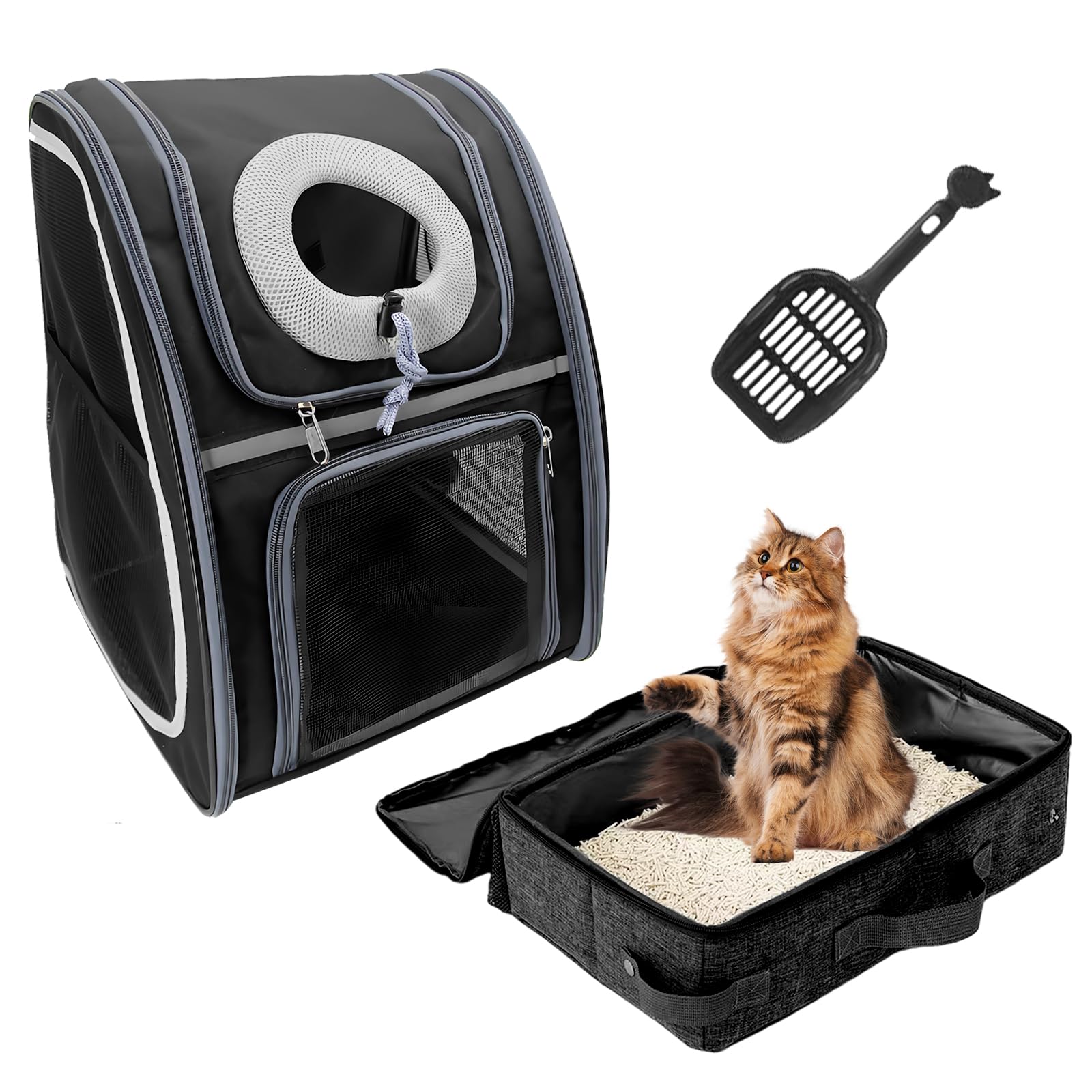 Amazon.com : Soft-Sided Cat Carrier Backpack & Foldable Travel Litter ...