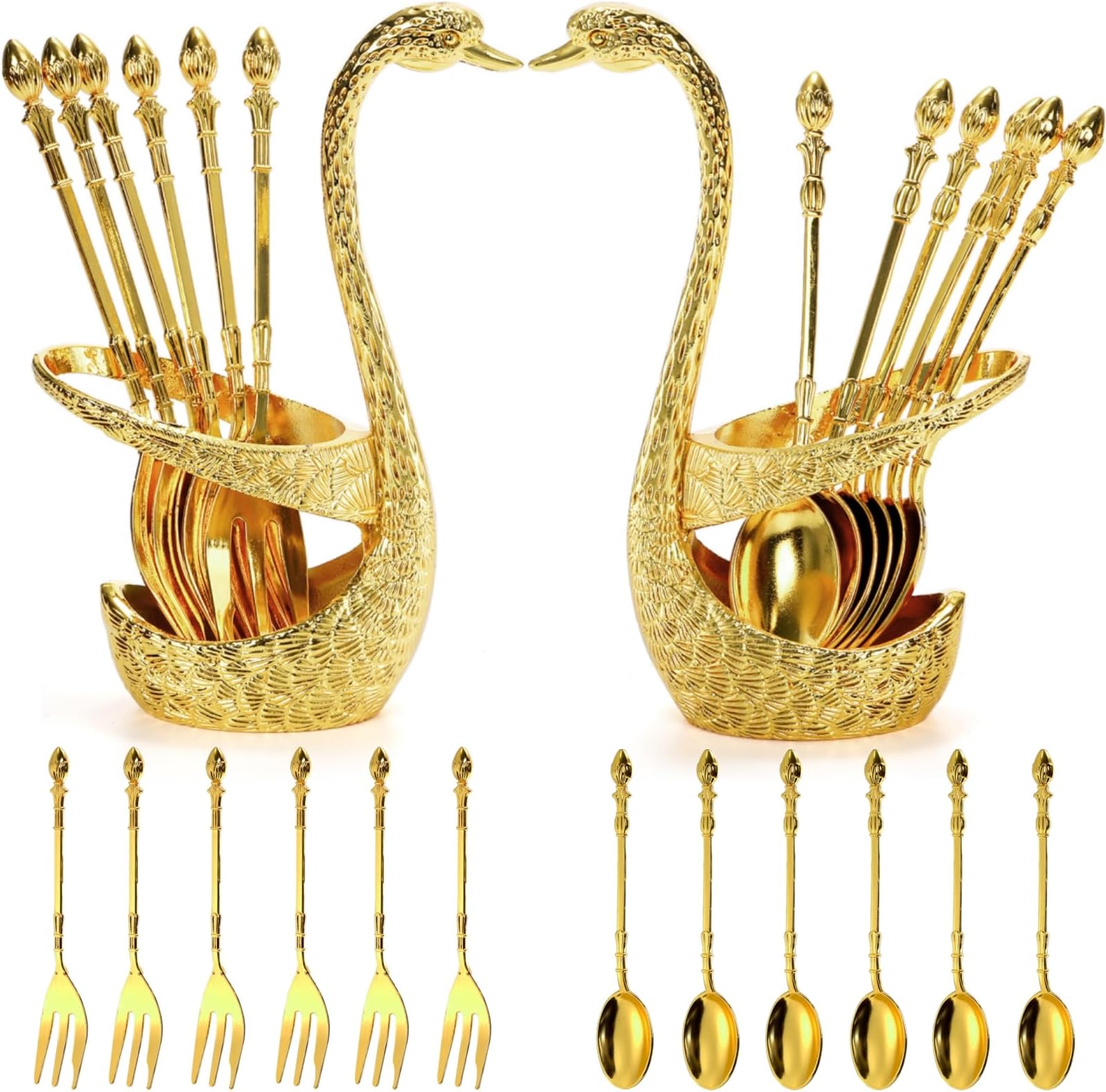 Amazon.com: Pumtus 14 Pack Swan Base Holder with Coffee Spoon Forks ...