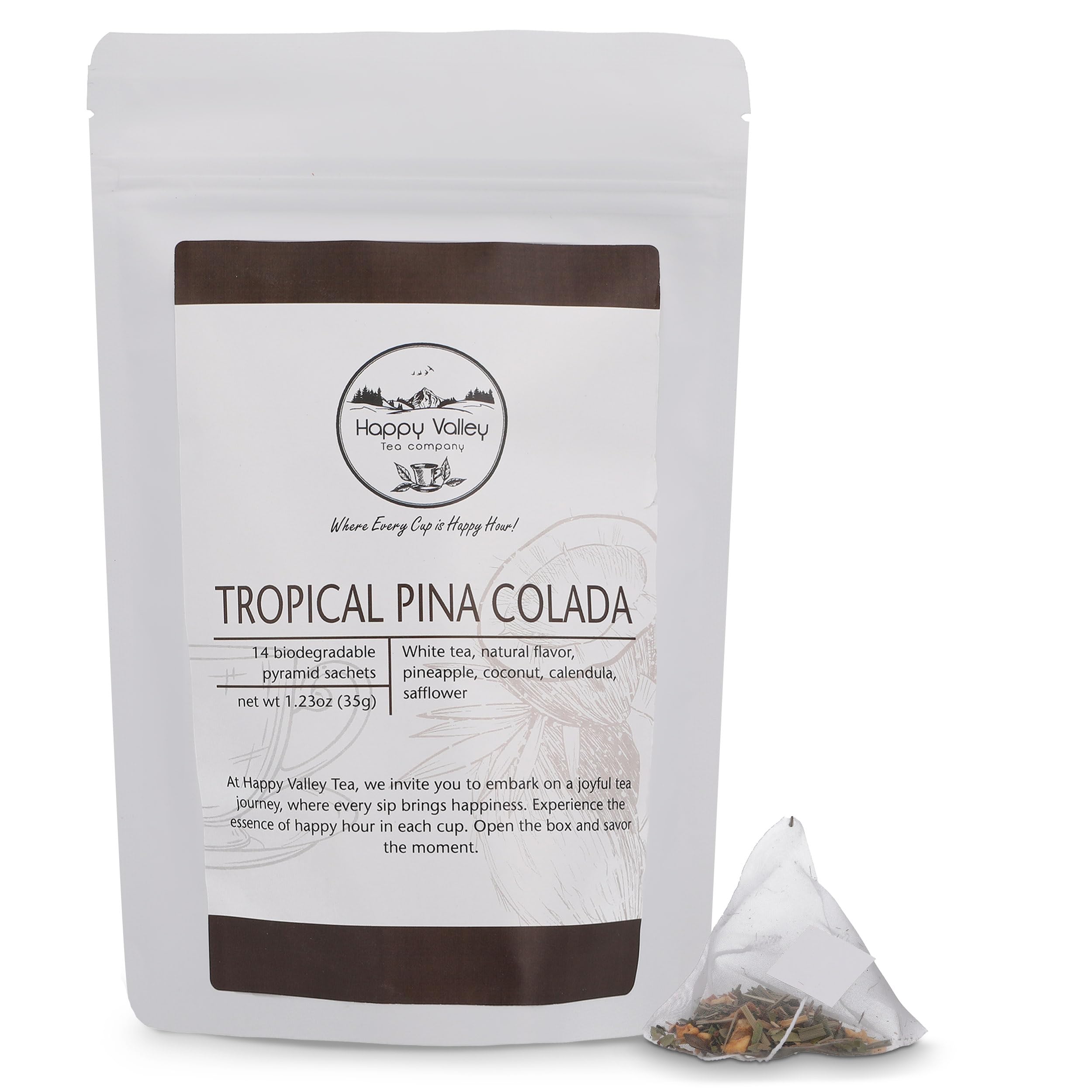 Amazon.com: Tropical Pina Colada White Tea Blend by Happy Valley Tea ...