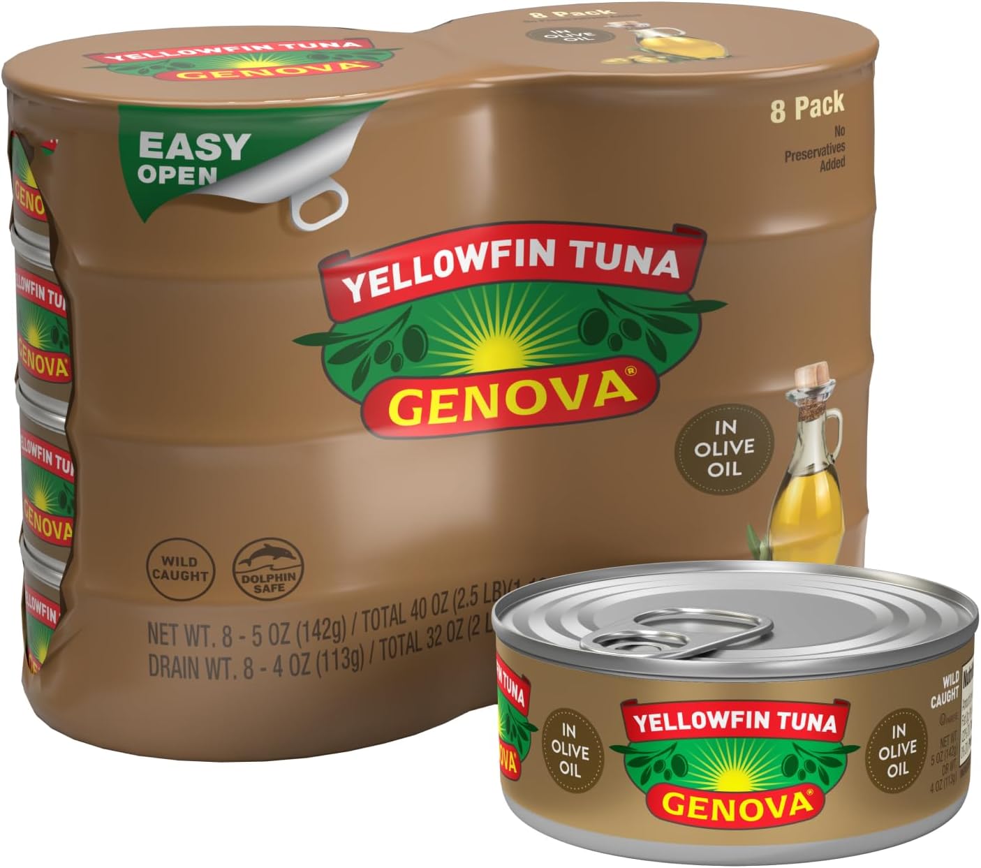 Amazon.com: Genova Premium Yellowfin Tuna in Olive Oil, 5 Ounce Cans ...